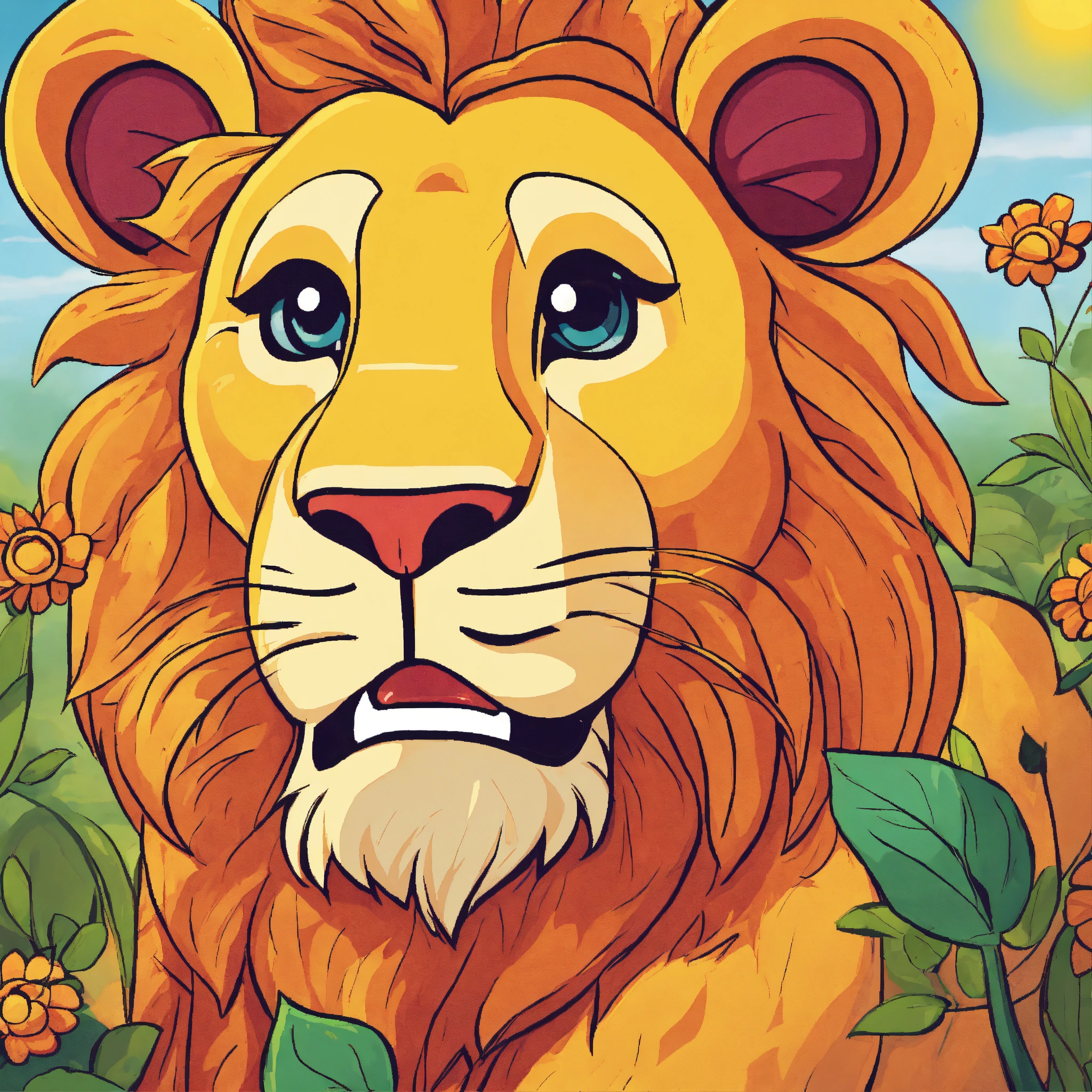 Lexica - Leo the lion is full of life , cartoon