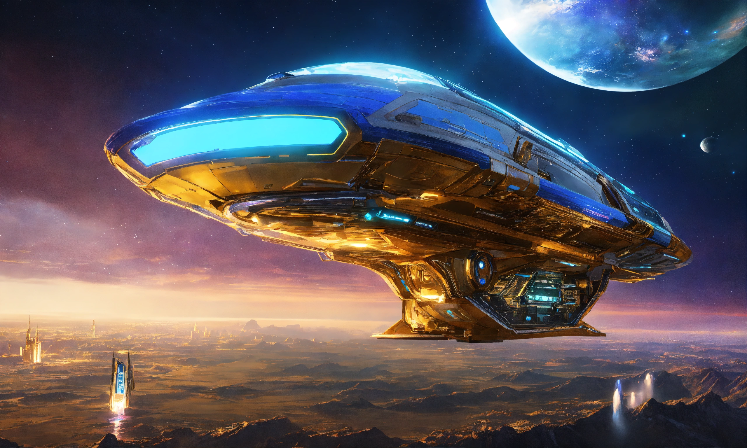 Lexica - Futuristic spaceship,alien design,flying in starry space ...