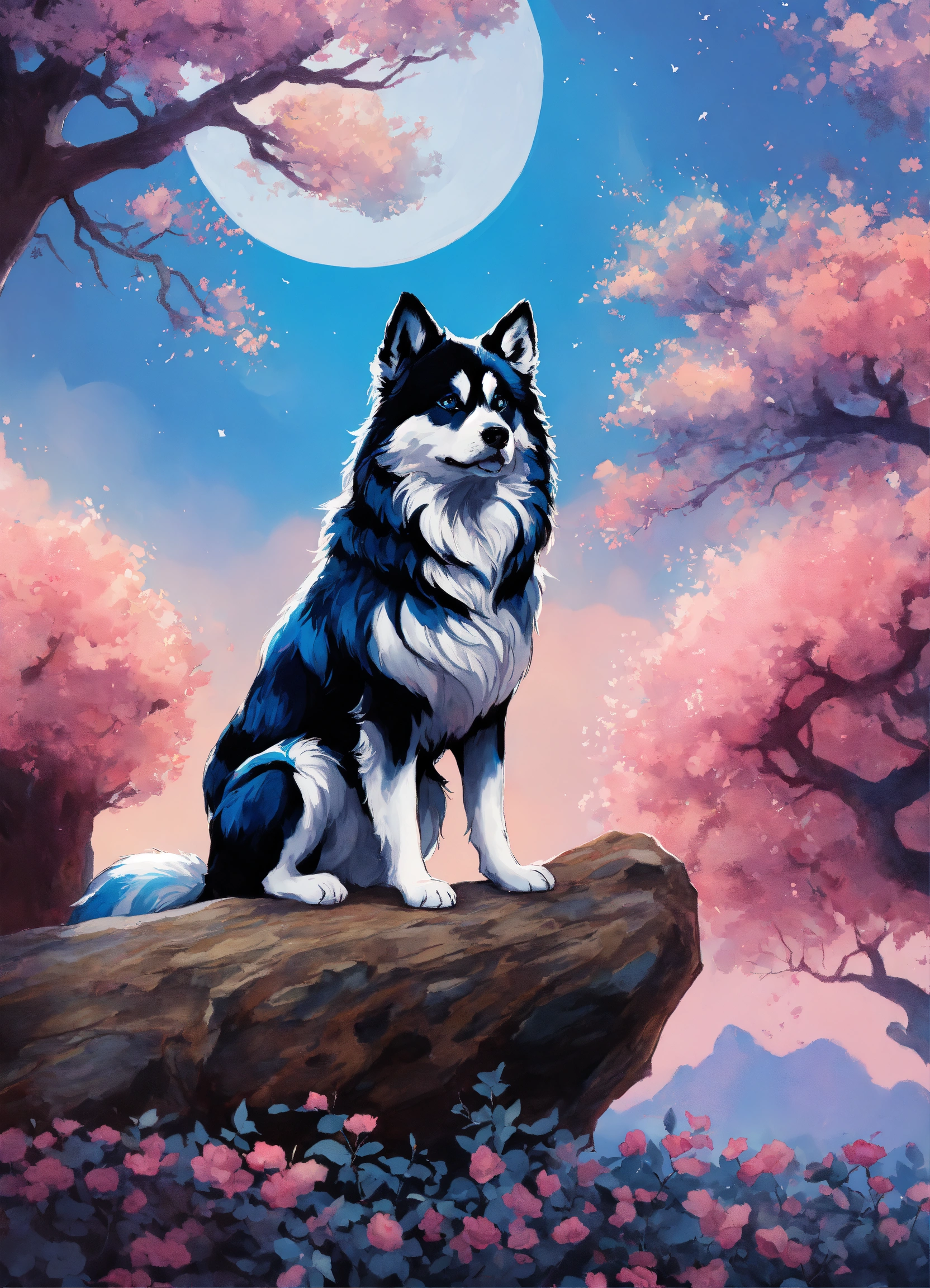Lexica - A digital illustration unfolds, featuring two Pomskies black ...