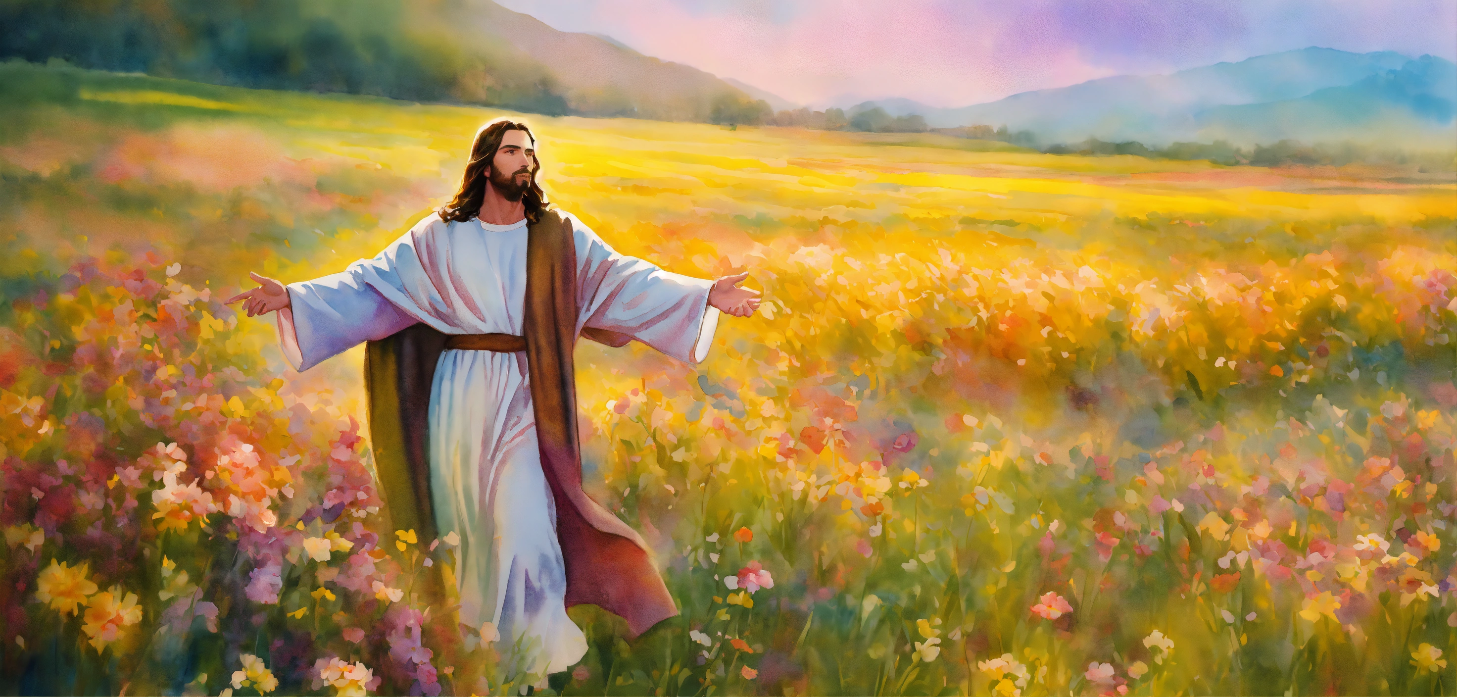 Lexica - Stunning portrait of Jesus Christ in aquarelle style in a ...