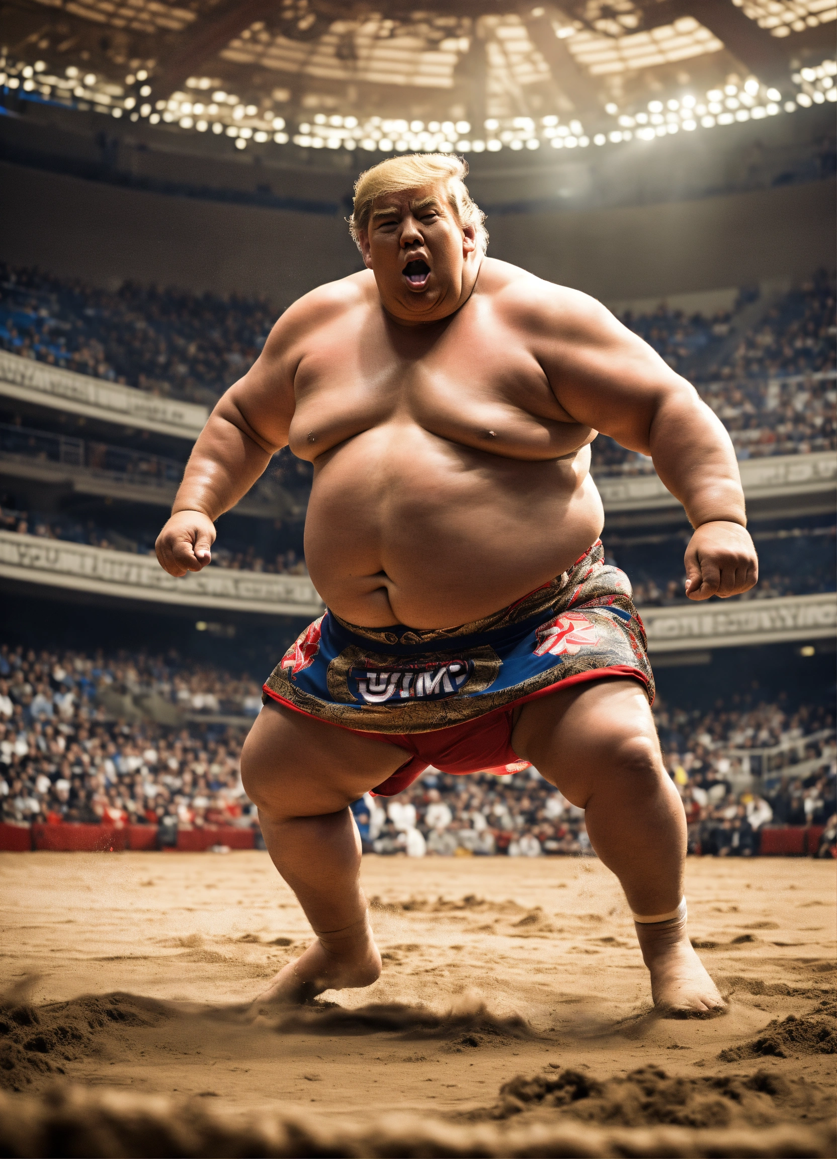 Lexica - Sumo wrestler Donald Trump in the arena, sports ((action shot ...