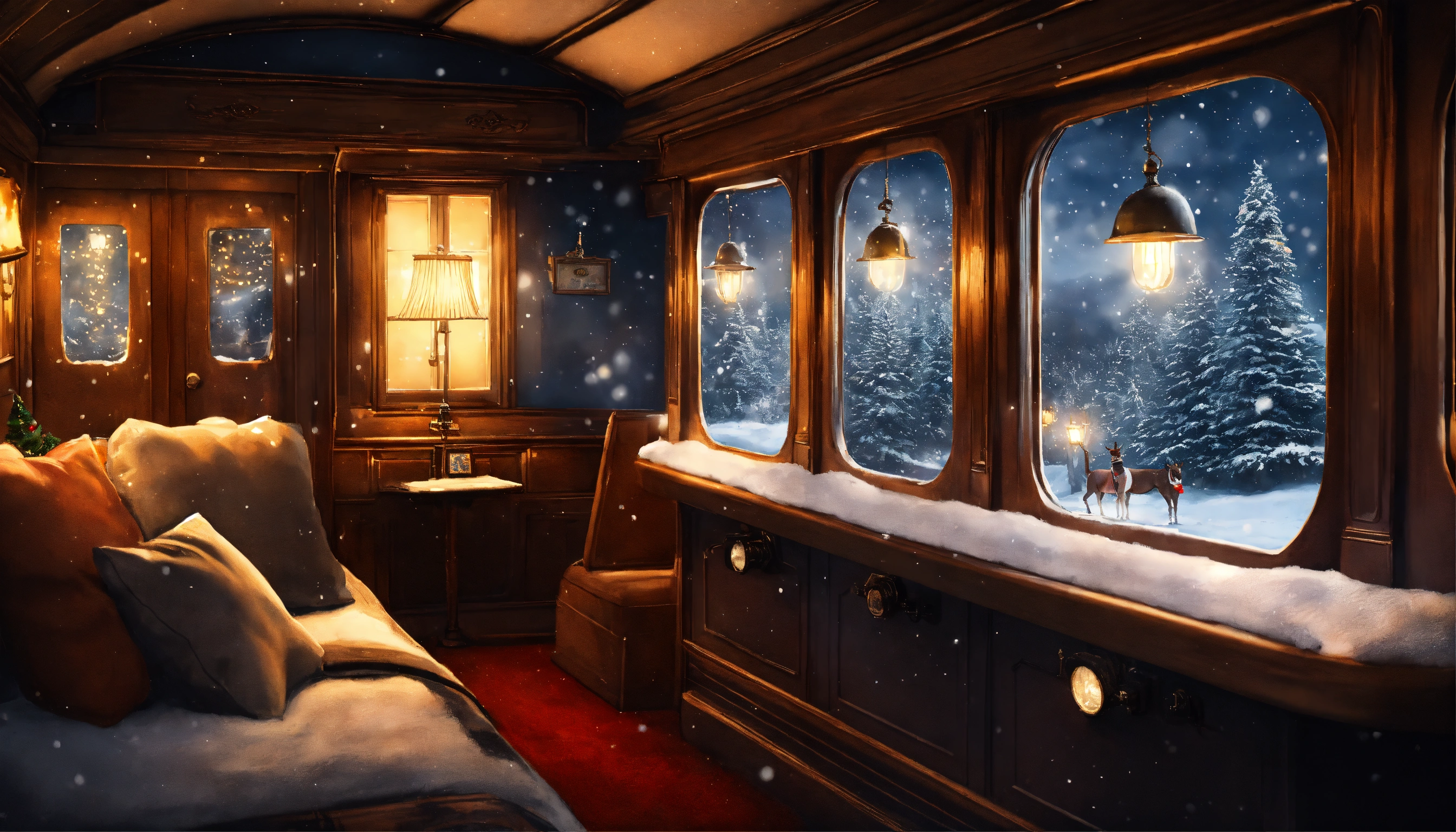 Lexica - Epic shot of a polar express, interior, a ultra detailed and ...