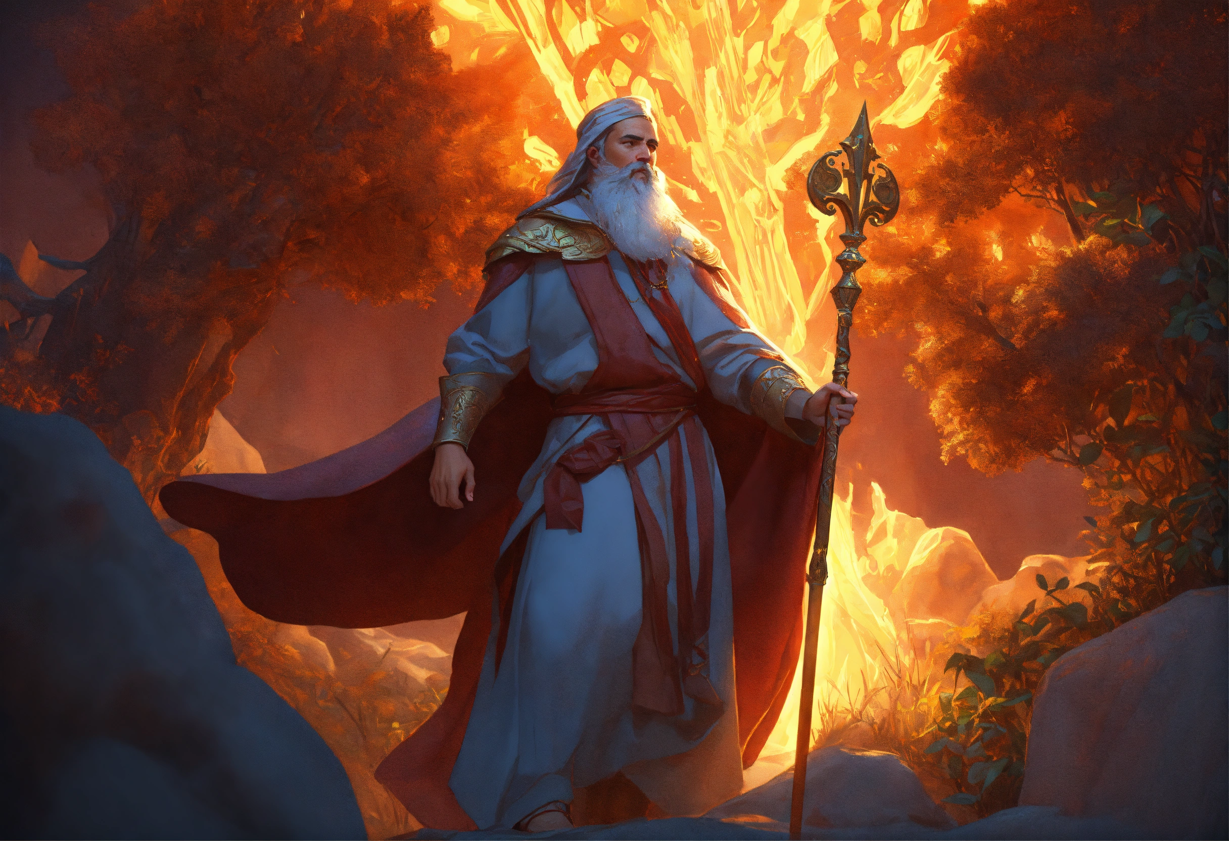 Lexica Moses With A Staff In His Hand Talks To God At The Burning