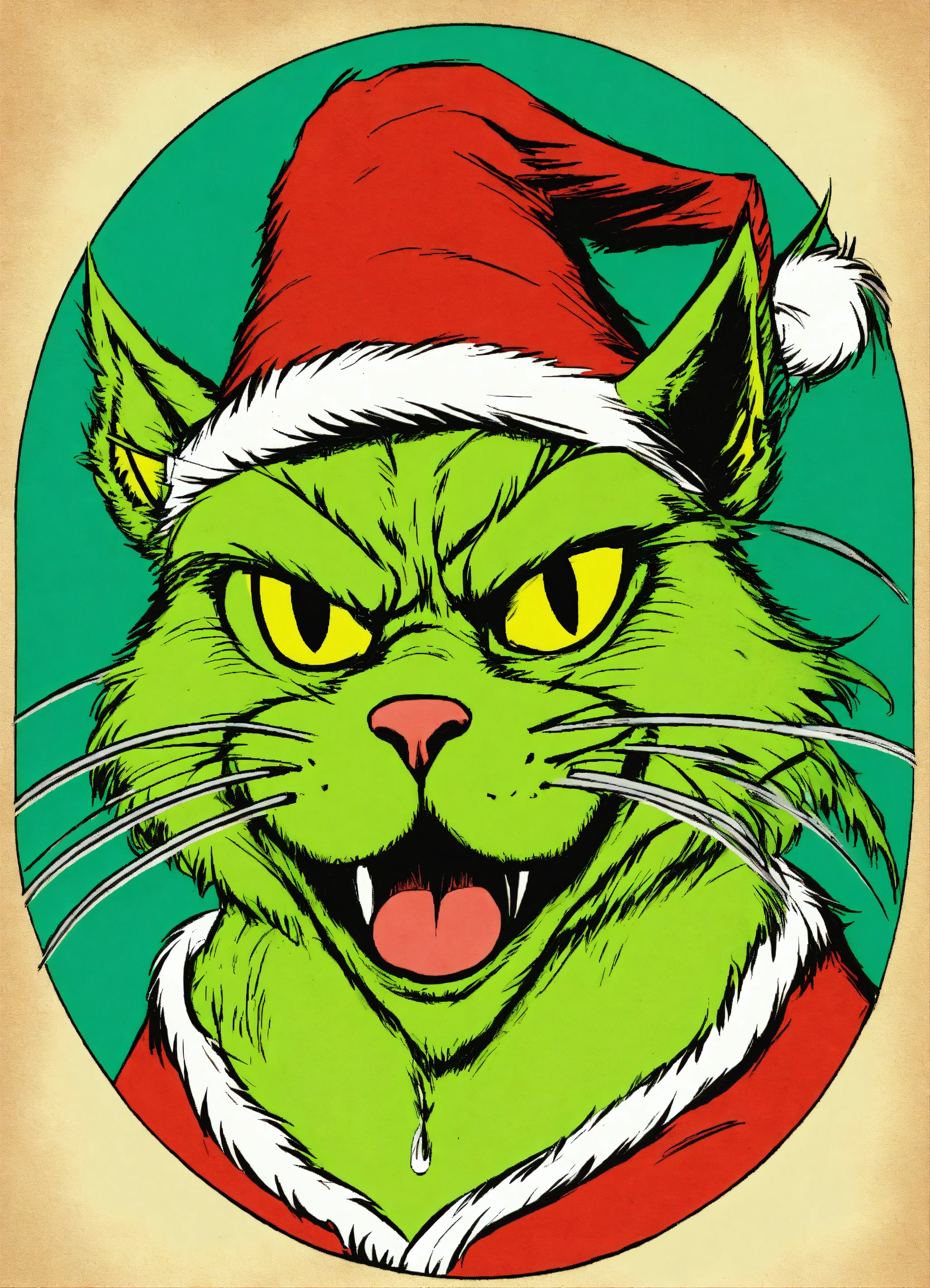 Lexica - Grinch cat vintage comics style