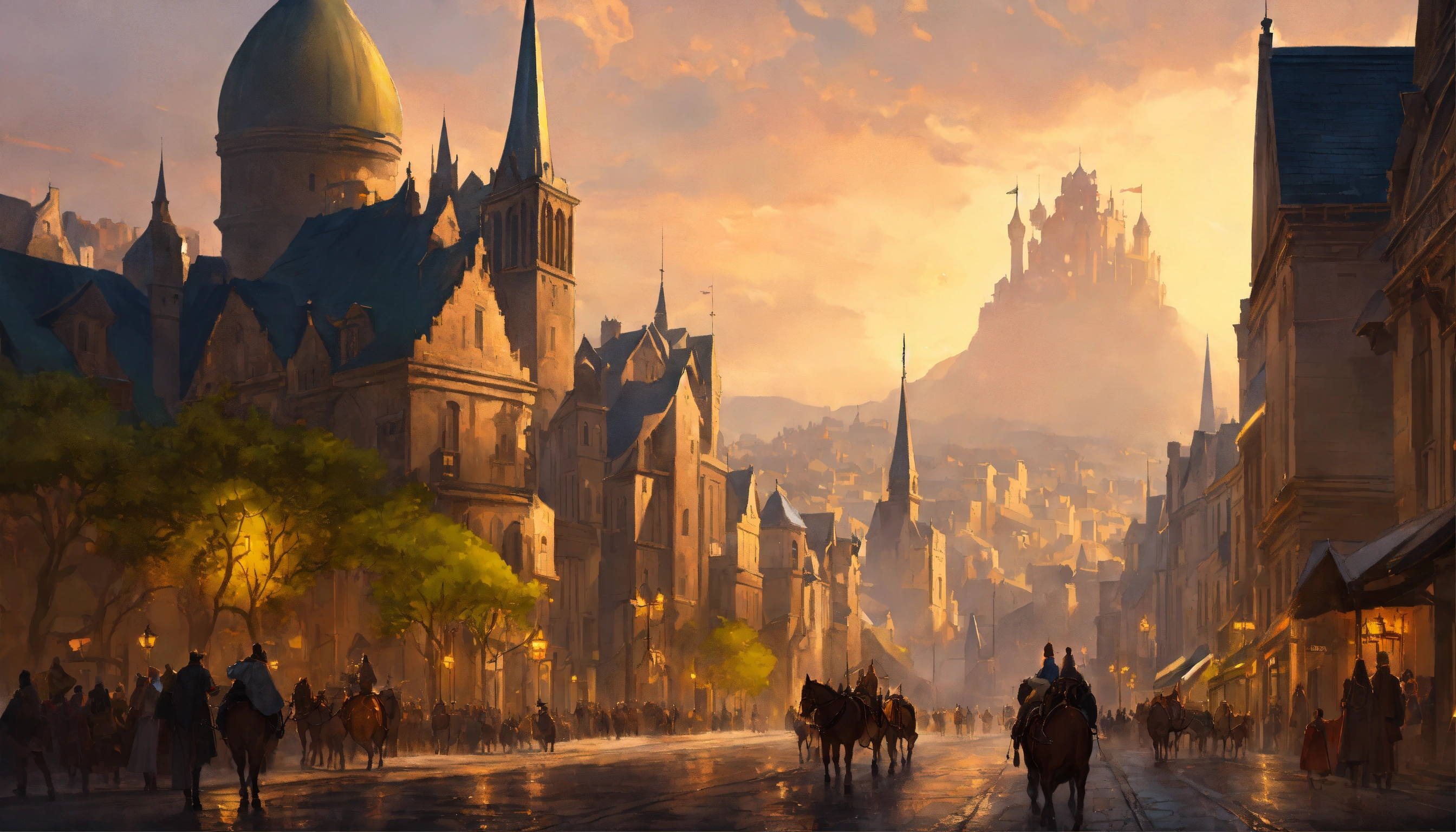 Lexica - Epic view, wide angle, elegant fantasy capital city, sprawl ...