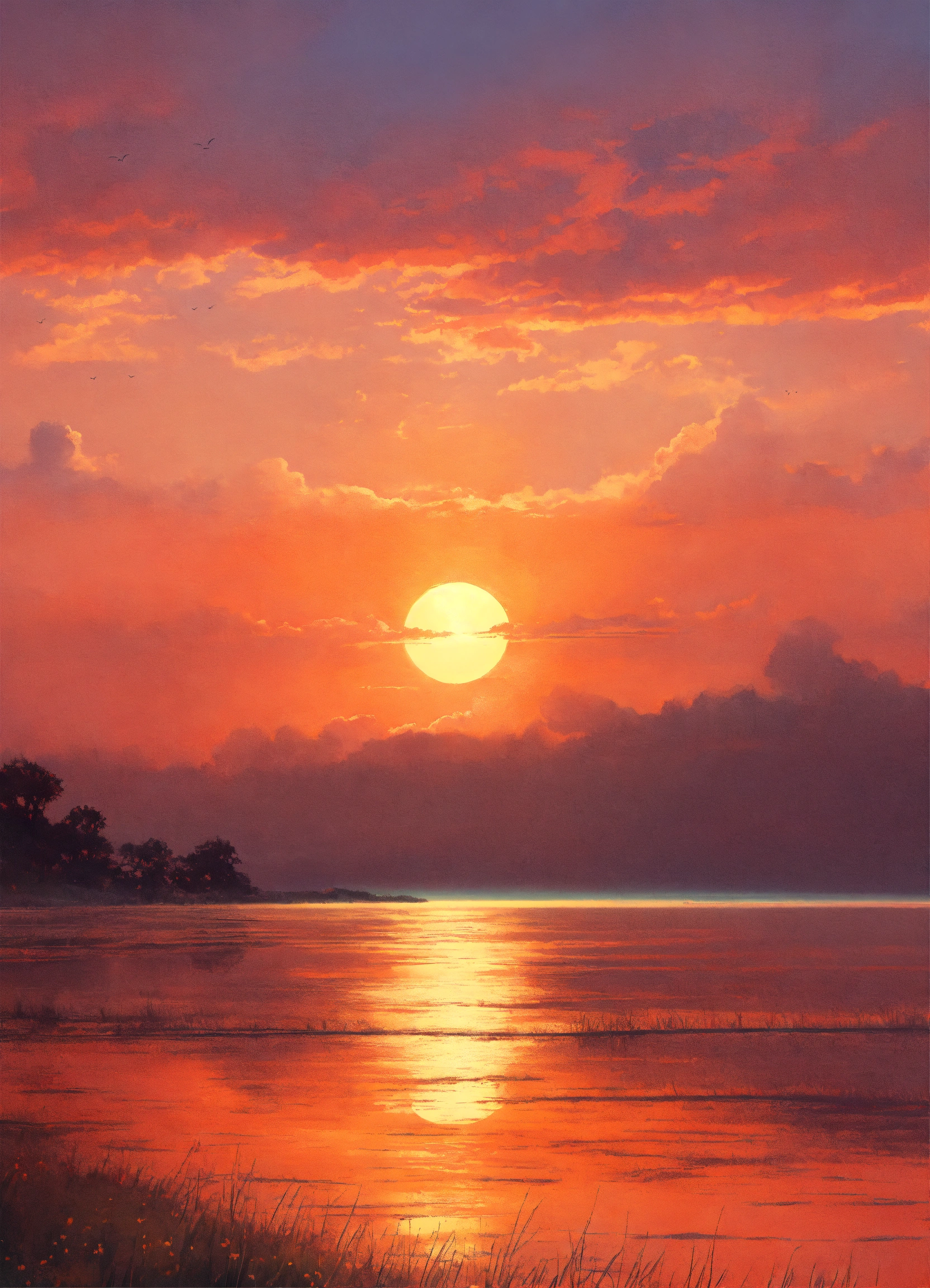 Lexica - Illustrate a calming sunrise or sunset to represent the ...