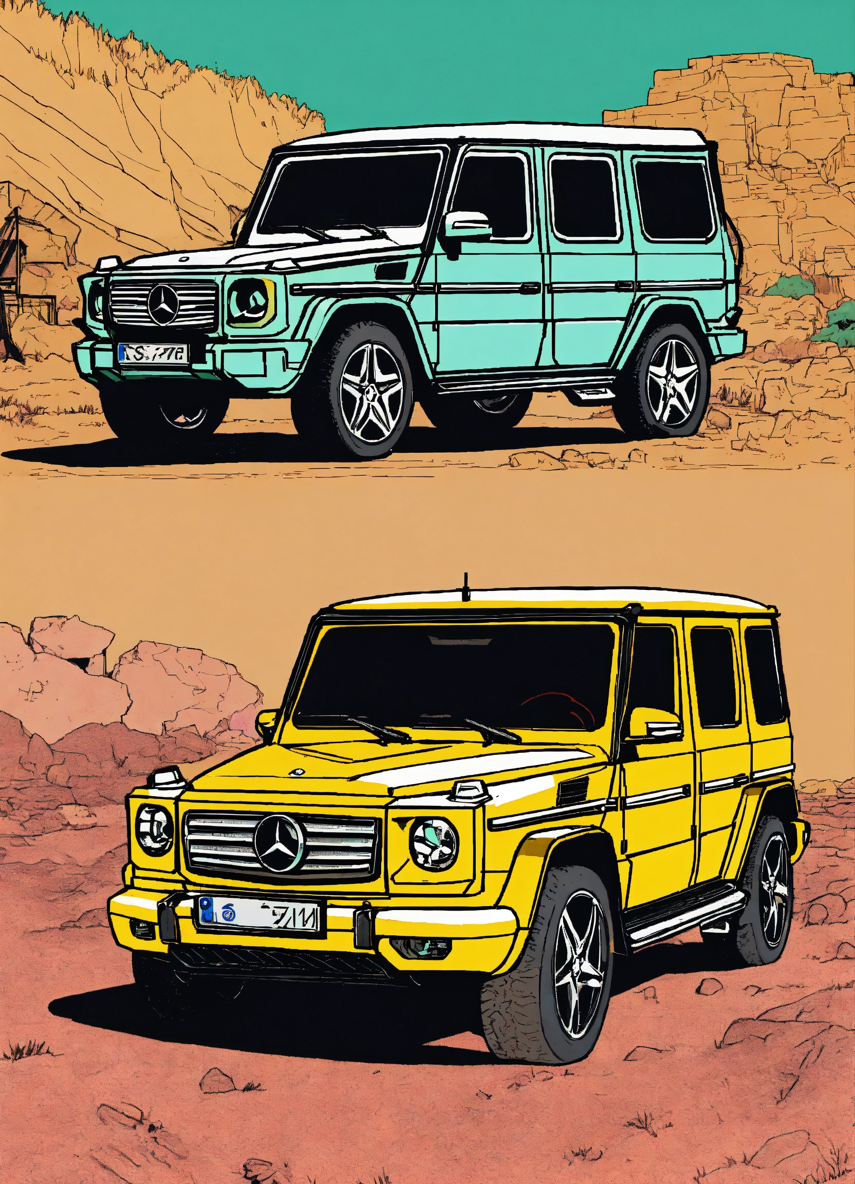 Lexica - Detailed pen and ink illustration of Mercedes-Benz G-Class, to ...