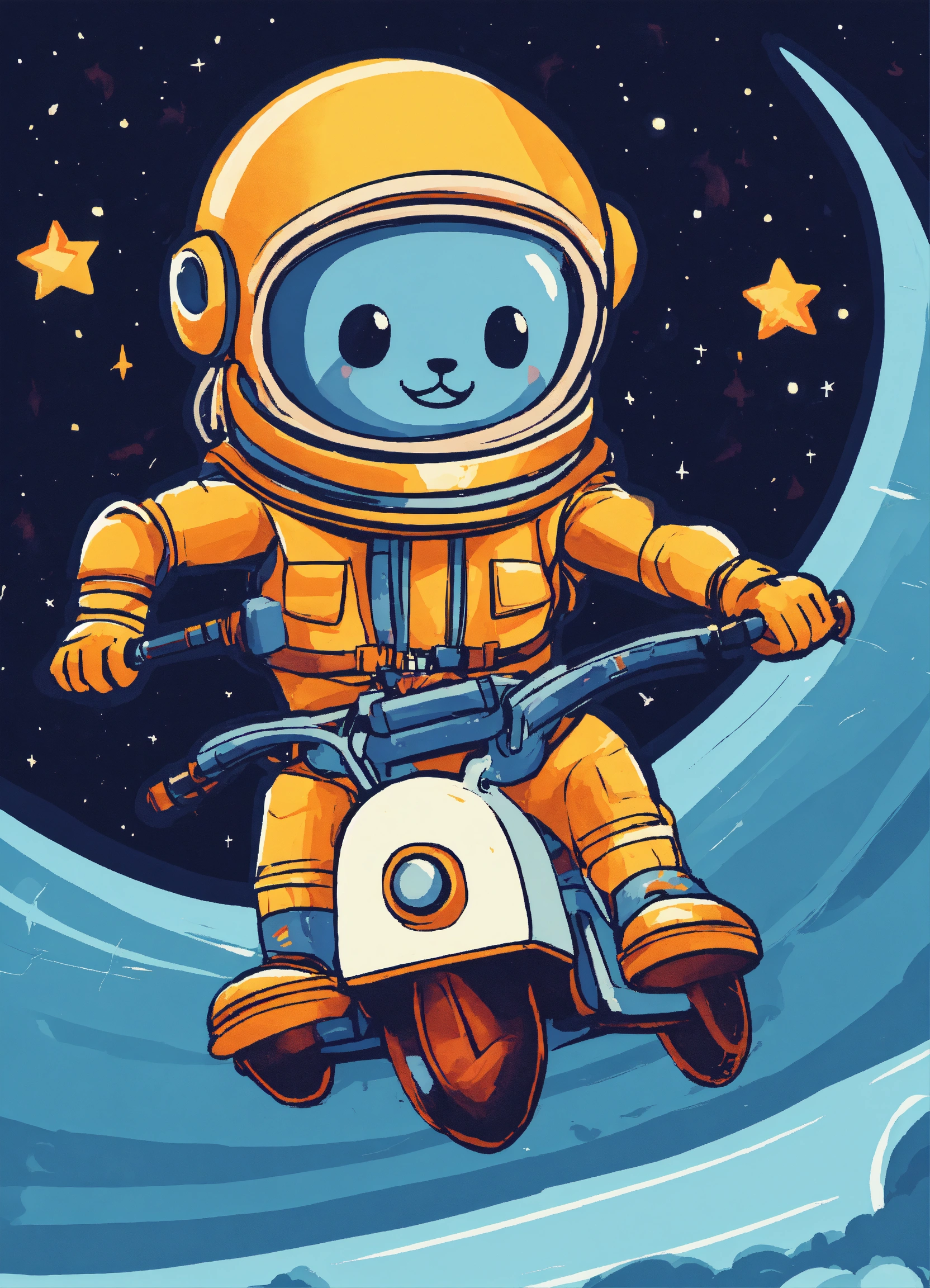 Lexica - An image of super happy, riding a rocketship towards the moon ...