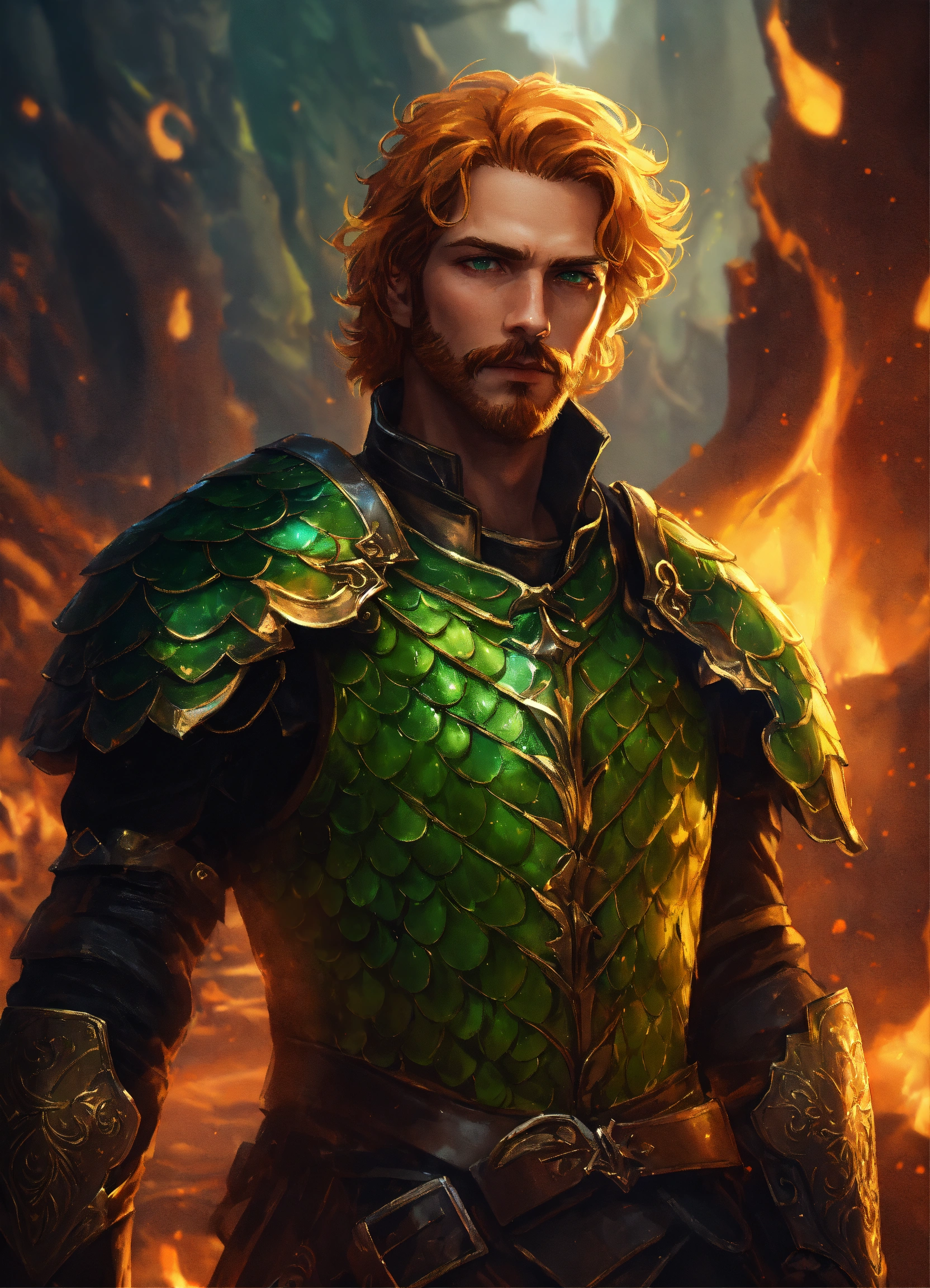 Lexica - The King of Hell. Male with a rounded jawline, bright green ...
