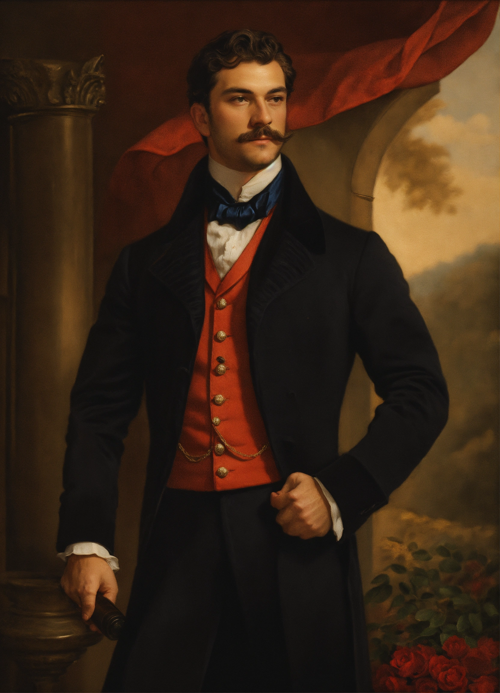 Lexica - Dashing gentleman lifting in his hand