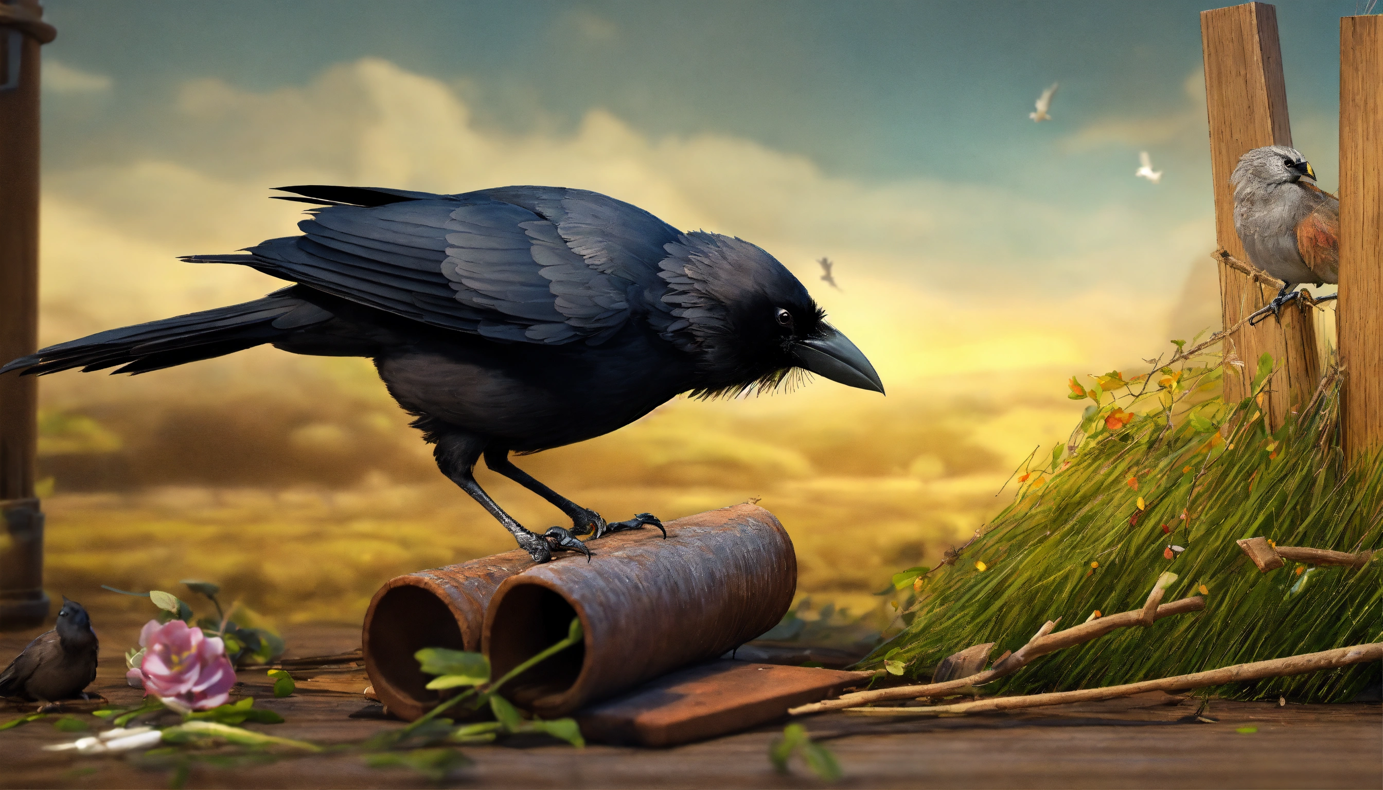 Lexica - "Depict the crow's reluctance to join the sparrow in plowing ...