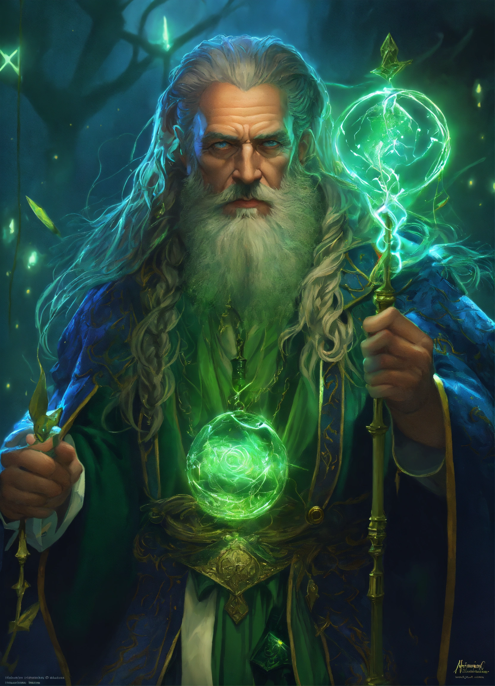 Lexica - Evil wizard, 60 years old, long green beard, thin body, long ...