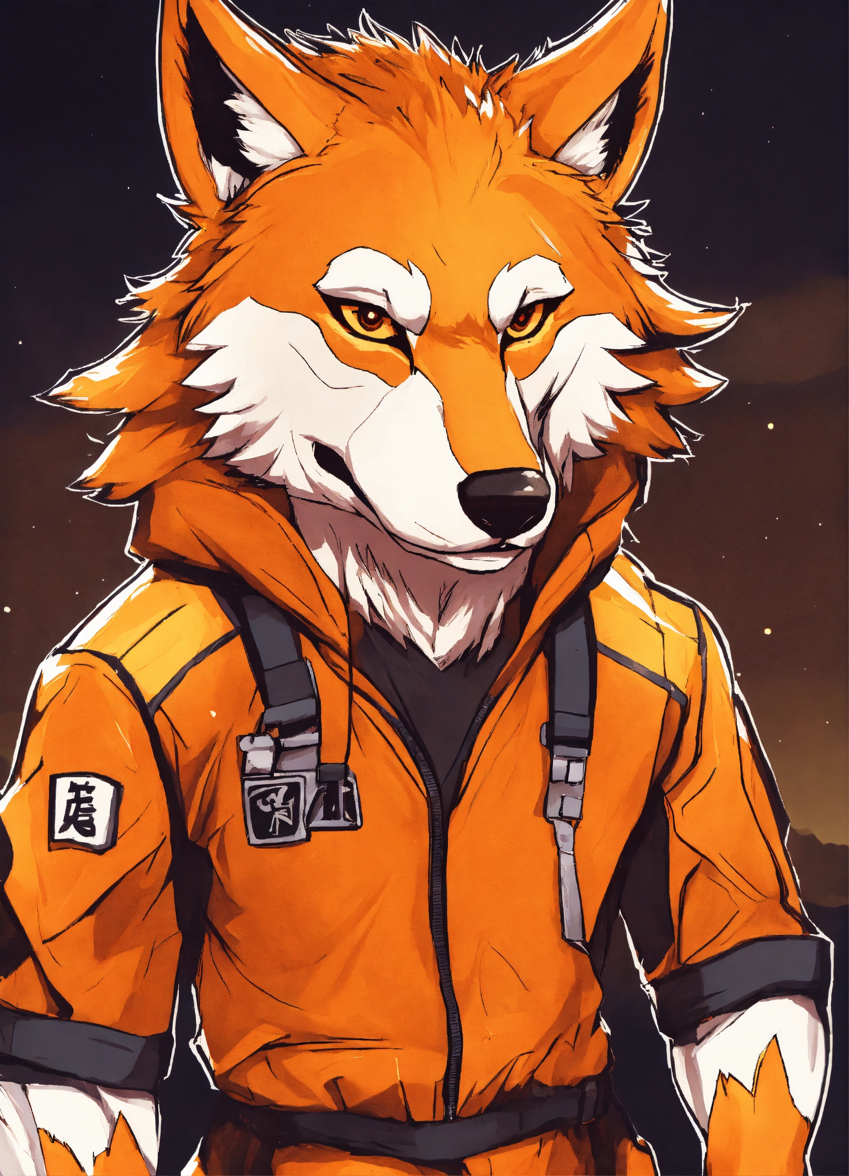 Lexica - An orange wolf mascot in manga style