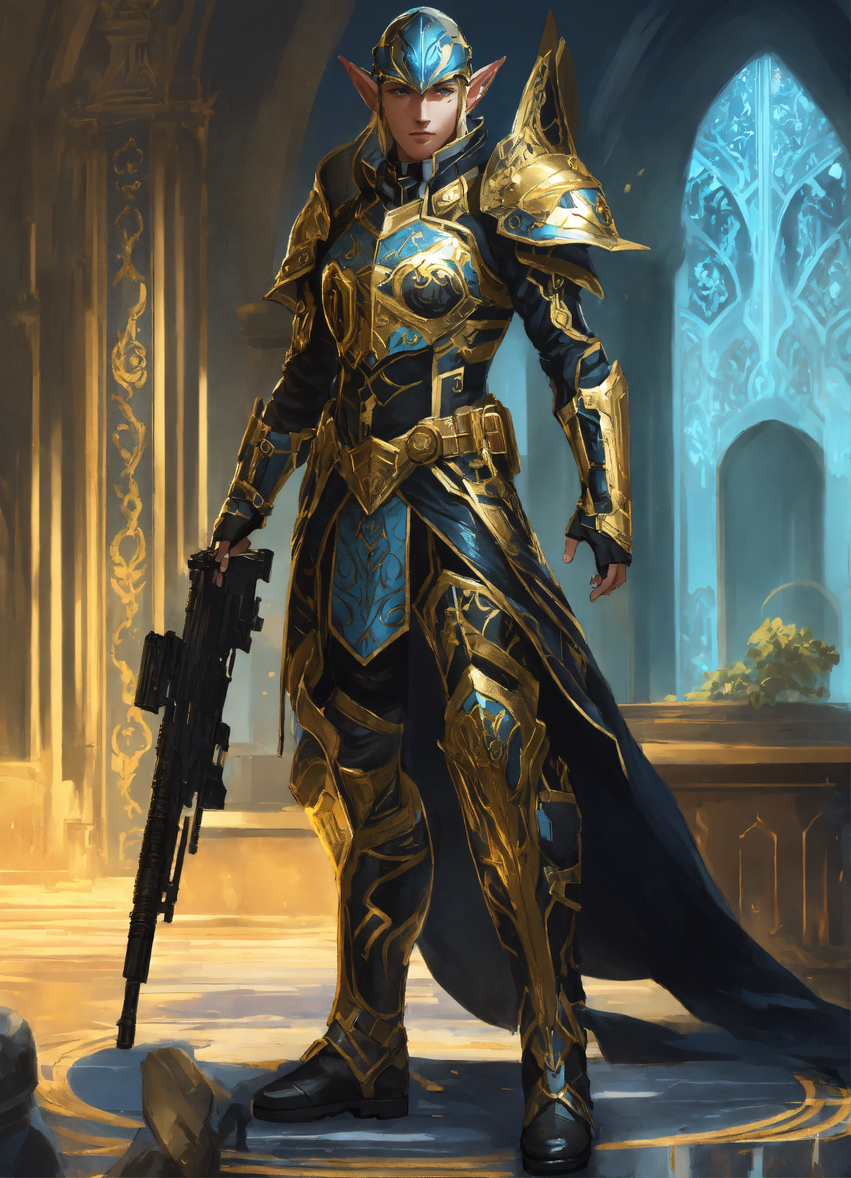 Lexica - Epic drawing of a full body of a high elf sci fi soldier ...