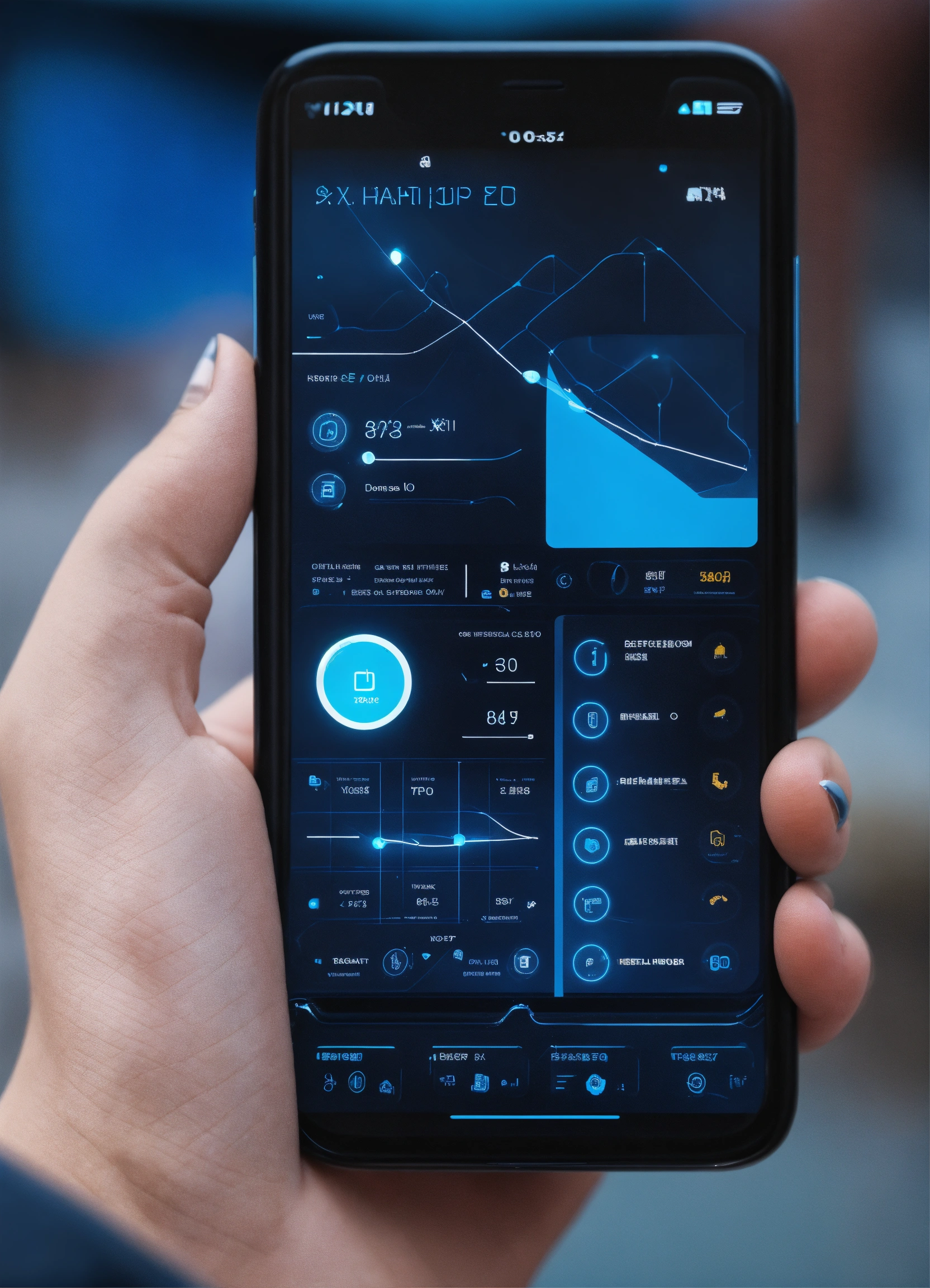 Lexica - Digital phone blue black ux/ui