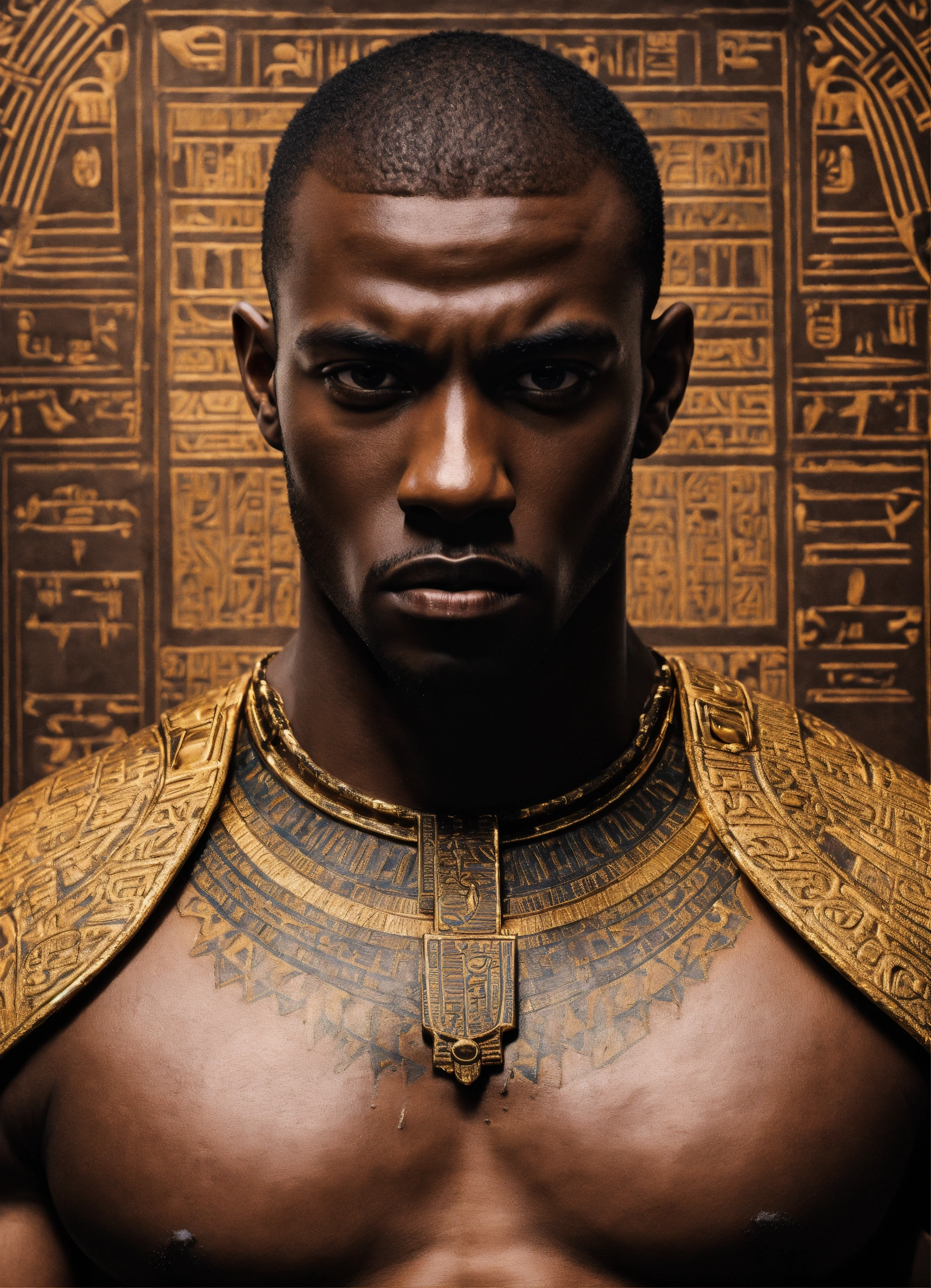 Lexica - A symmetrical huge bodybuilder close-up of an African male ...