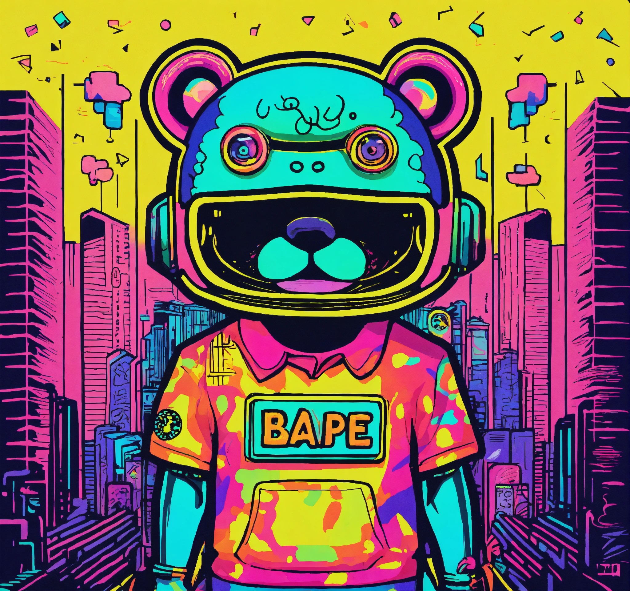 Lexica - Retro Japanese urban fashion inspired cartoon minimal neon ...