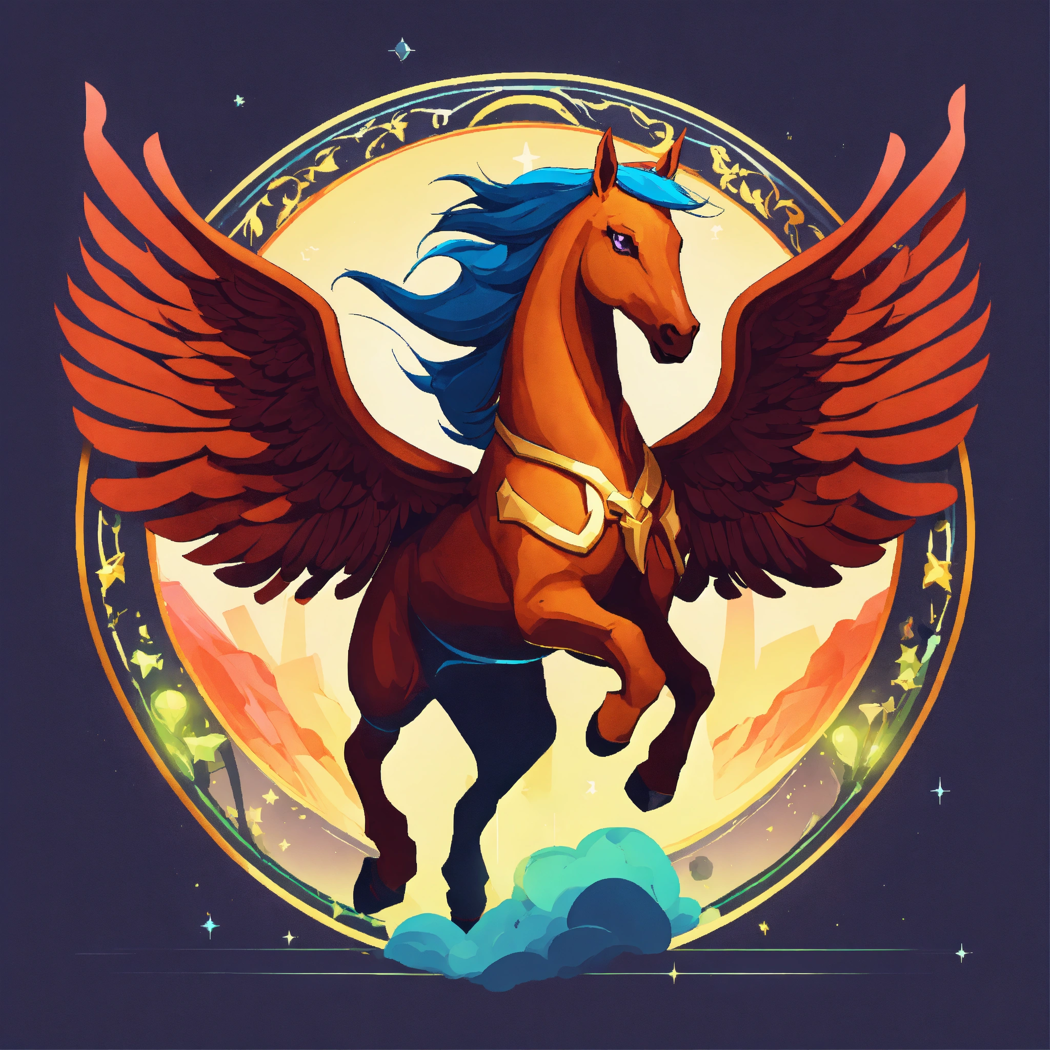 Lexica - Spell summon holy steed pegasus, game icon, stylized, simple ...