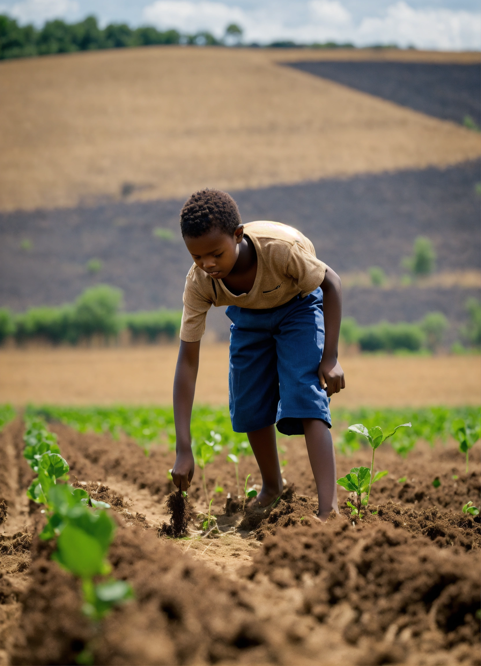 Lexica - A black child working a field without arms