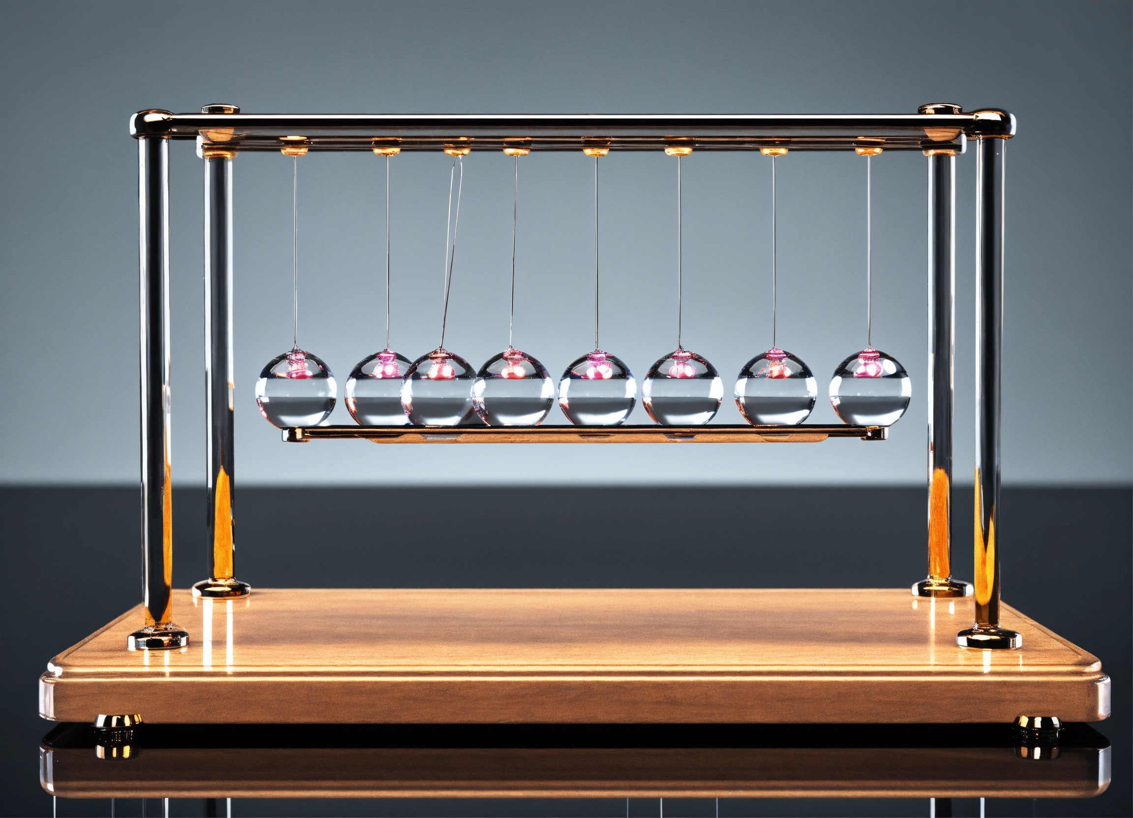 Lexica - Newtons cradle, five crystal clear transparent bouncing balls ...
