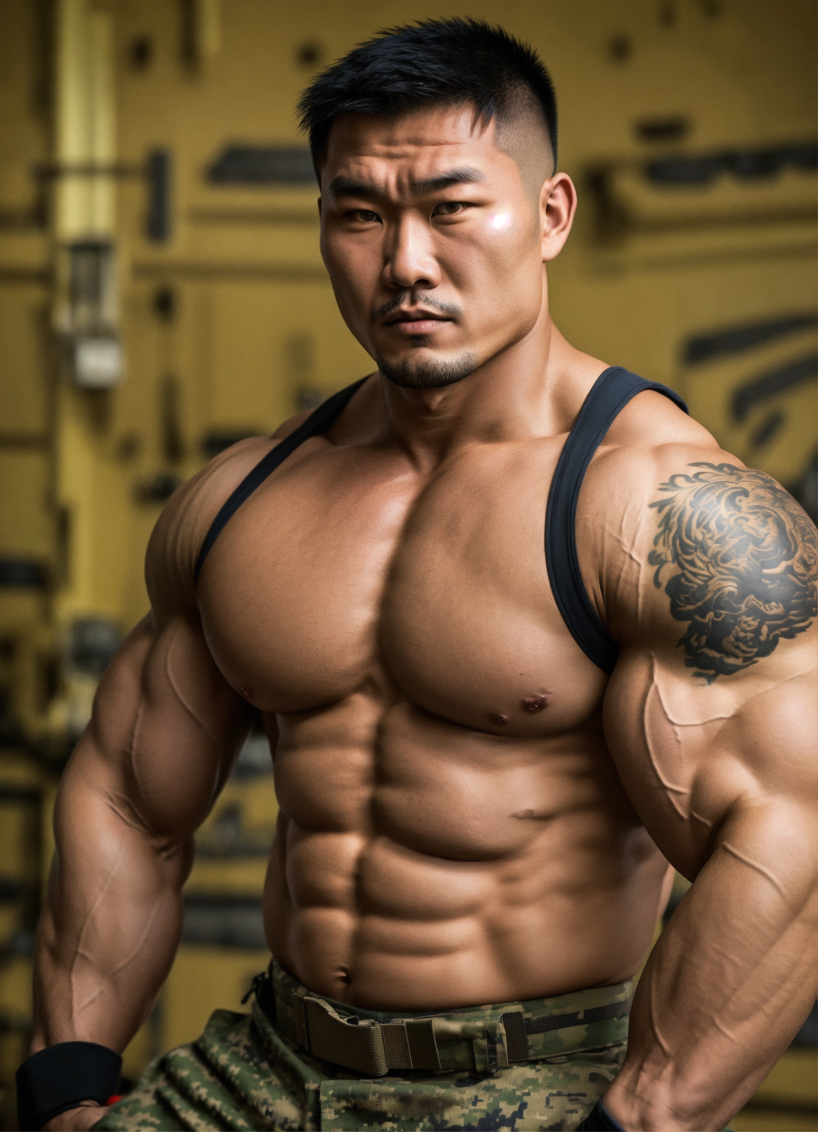 Lexica - 30-year-old Mongolian man with big muscles, big bodybuilder ...