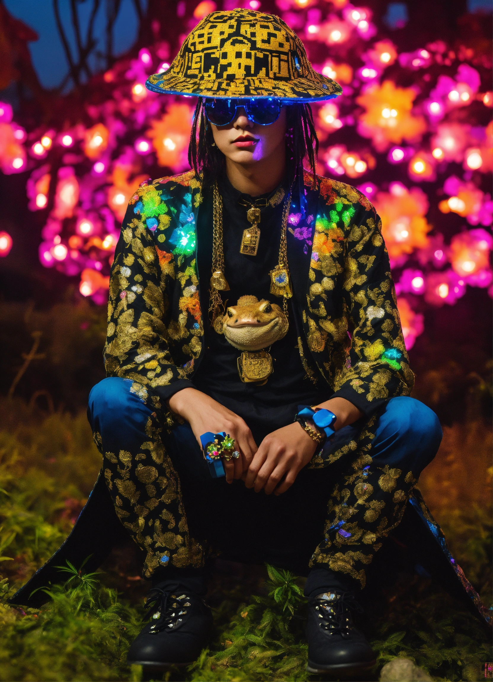 Lexica - Full body portrait A toad made out of a 3d black and sapphire ...