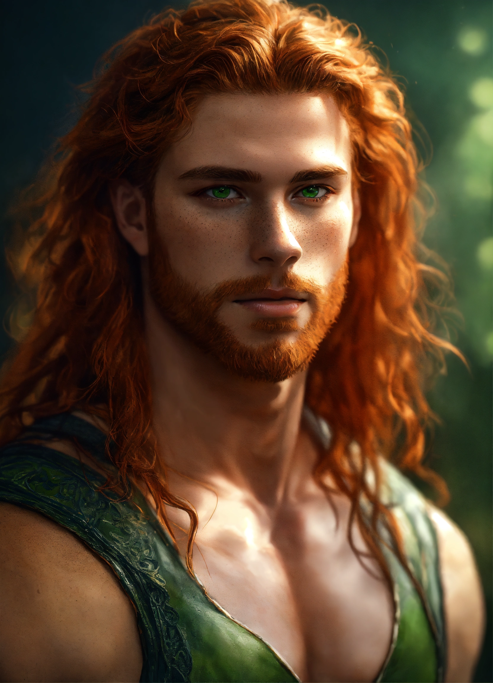 Lexica - 25-year-young man with long red hair and matching stubbles and ...