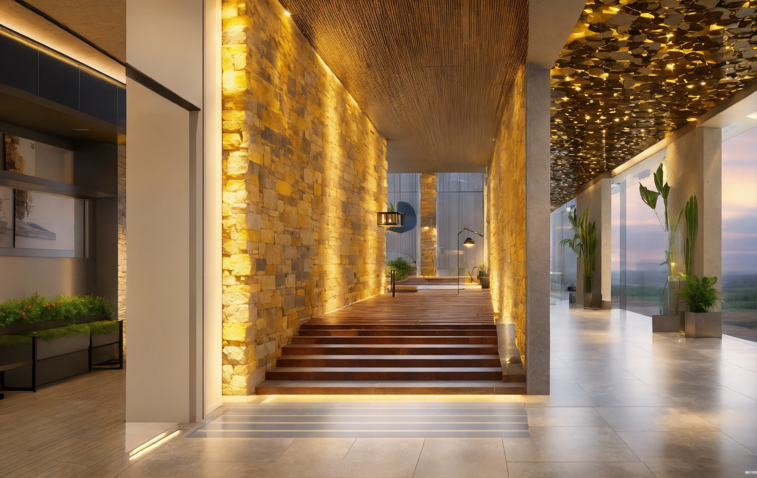 Lexica - Airport corridor, one side of the corridor full height glass ...