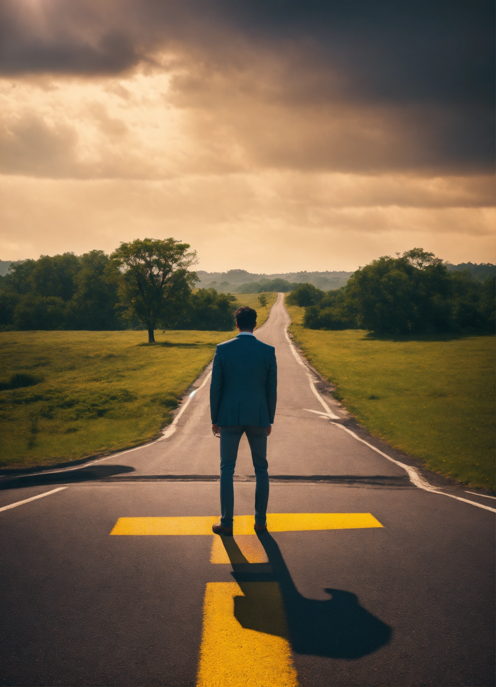 Lexica - A man standing on a crossroads between two ways, a right way ...