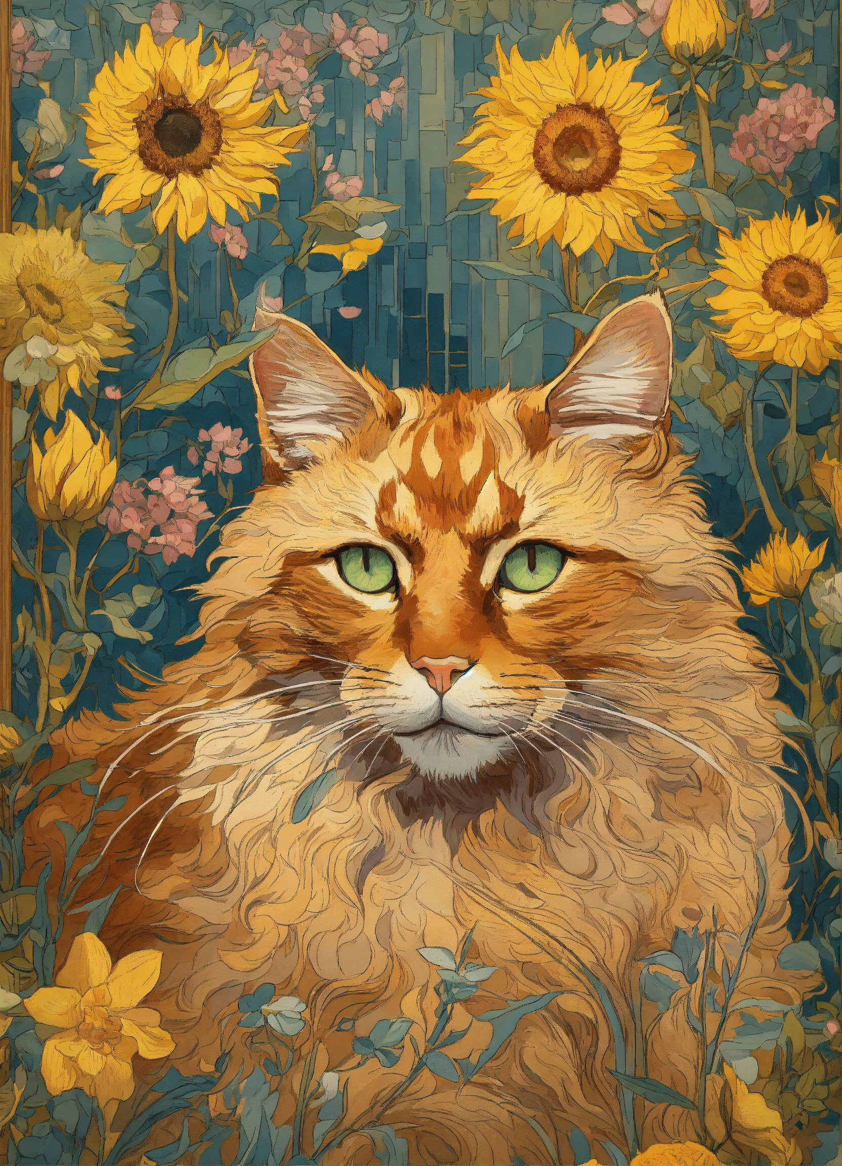 Lexica - Vincent van Gogh overwhelmingly beautiful cat framed with ...
