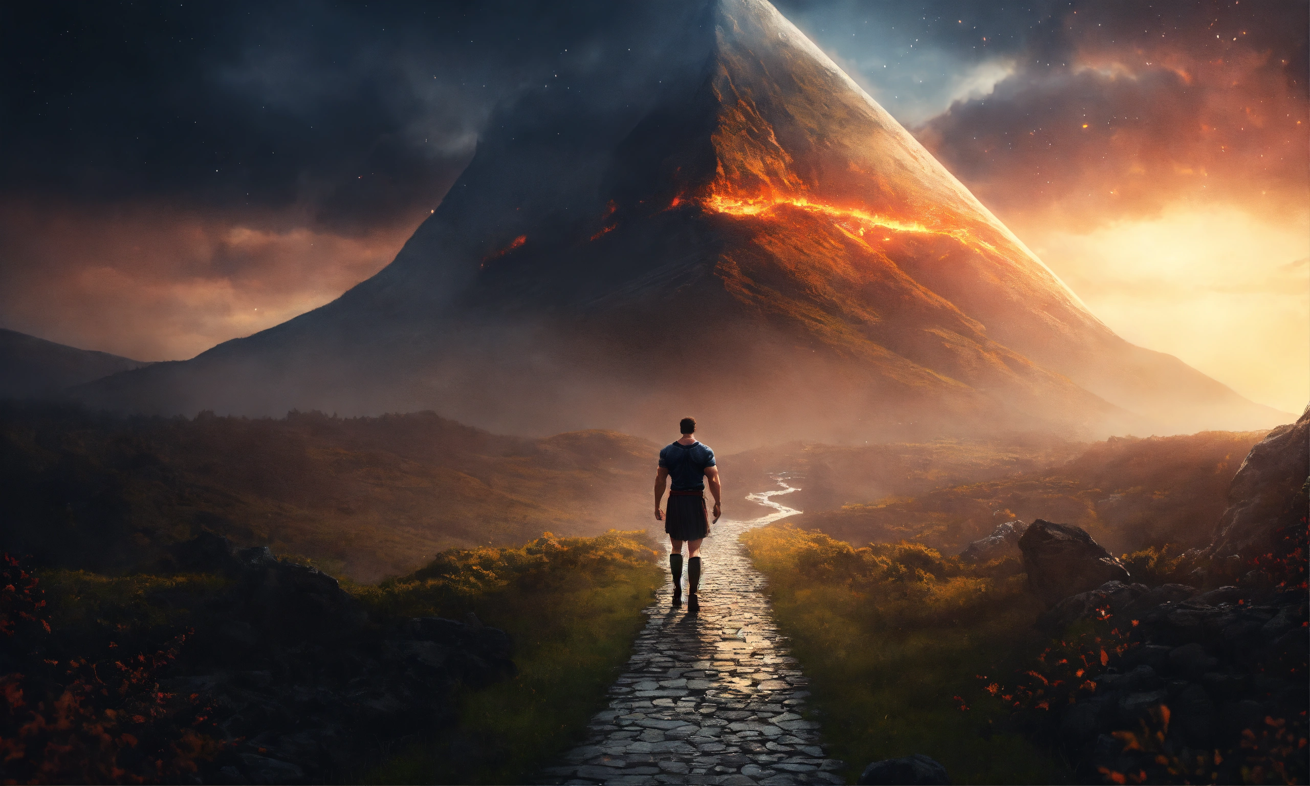 Lexica - Strong man, stoic, magical and dark,background, on a path ...