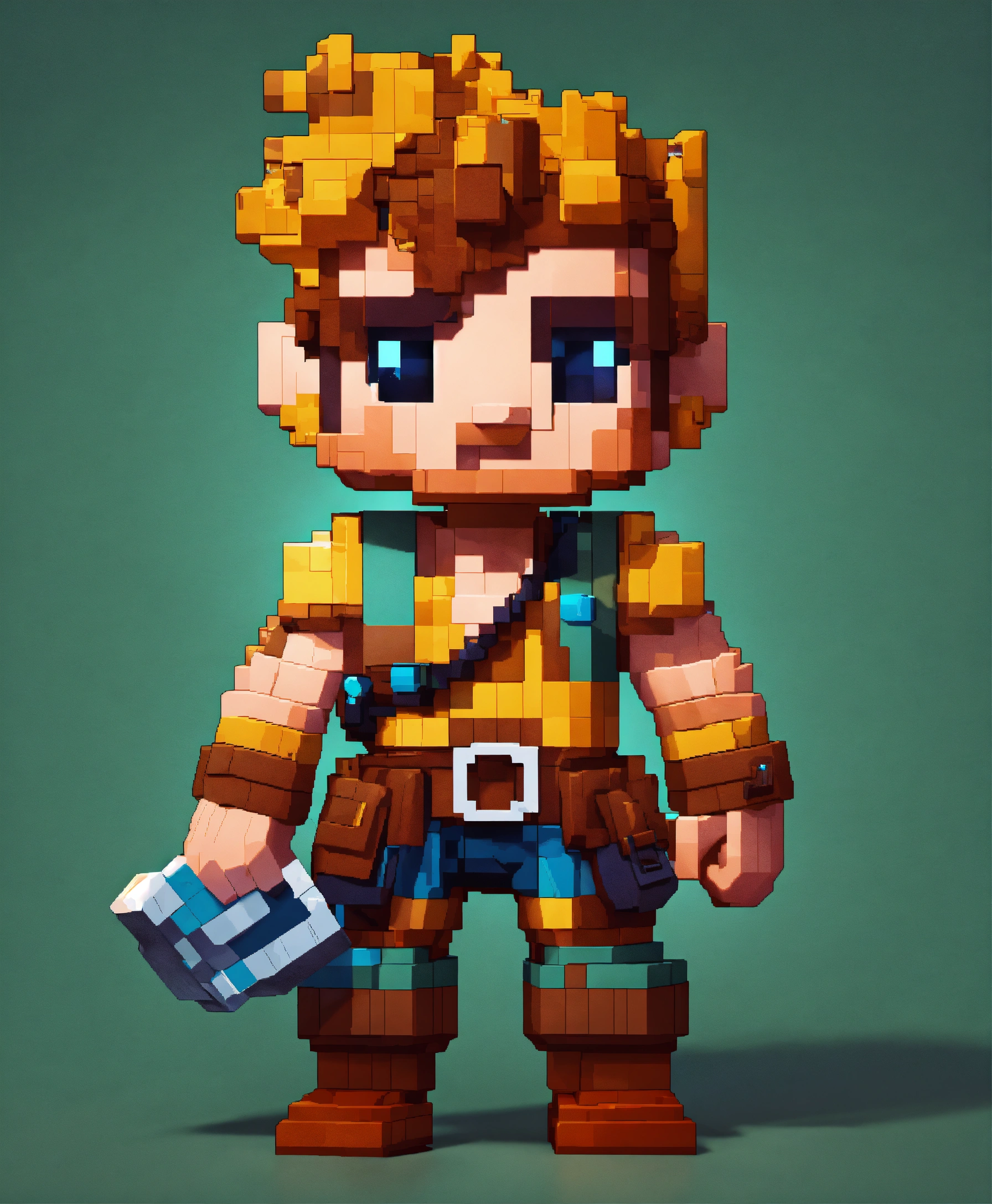 Lexica - Create a 3D animated game character in a pixel art style.