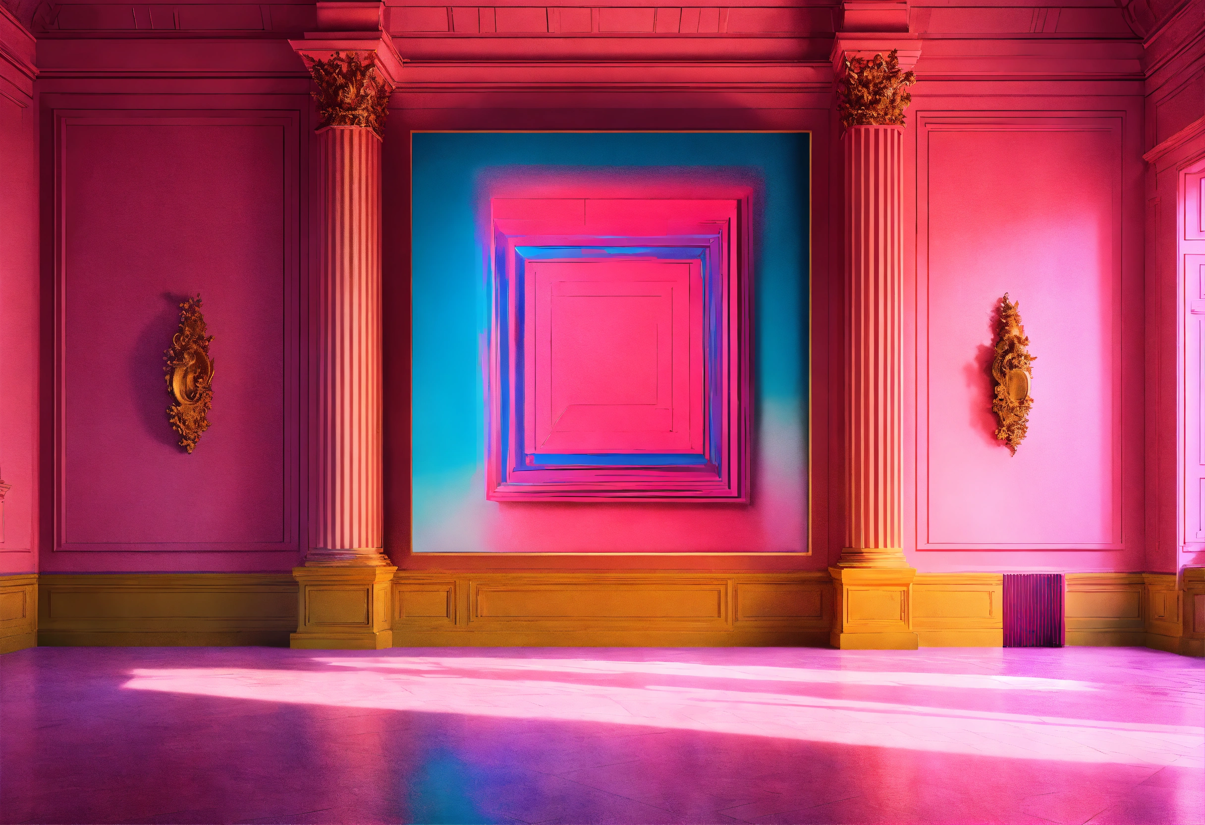 Lexica - Large room at the louvre with massive square painting on the ...