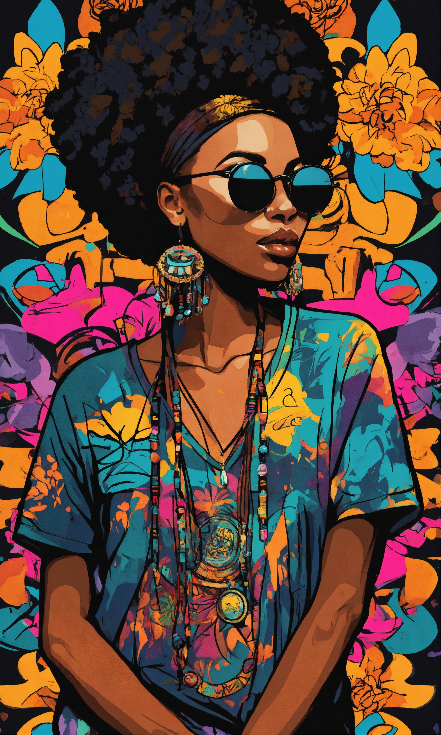 Lexica - Graffiti Boho Chic Black Woman in bohemianinspired clothing ...