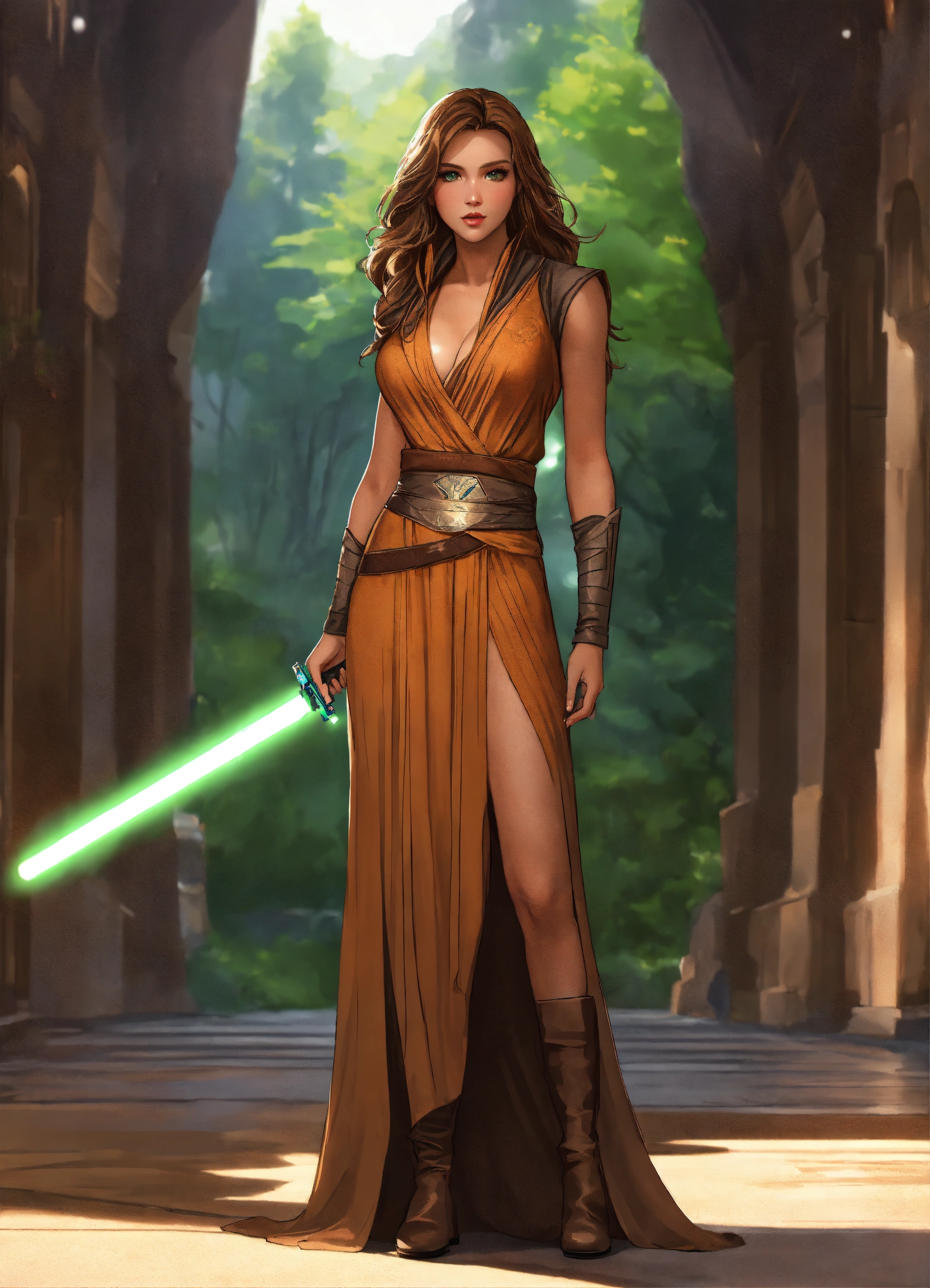 Lexica - Concept art of pretty female jedi in a form-fitting plunge-cut ...