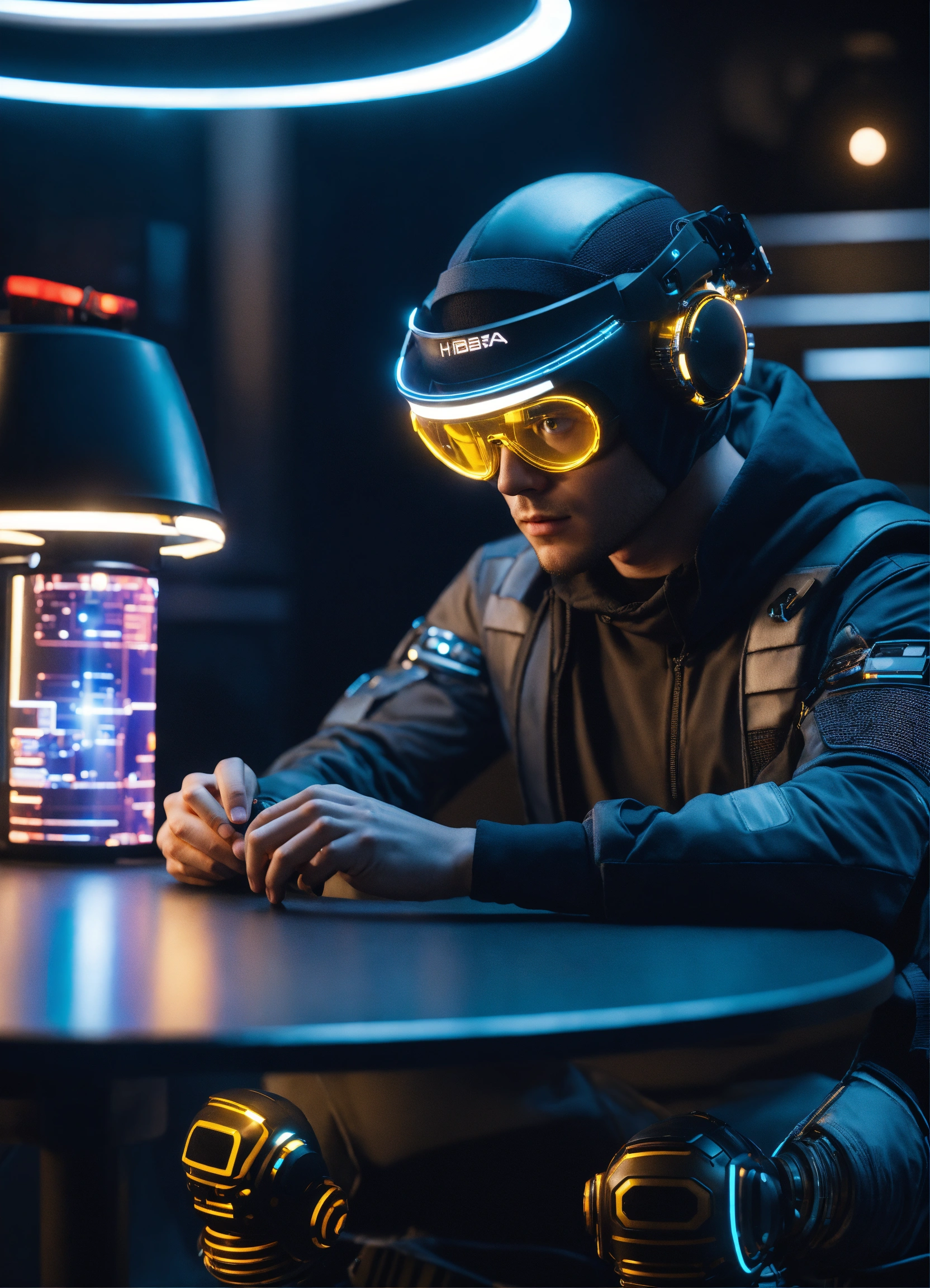 Lexica - Nerdy 25 year old male cyborg hacker wearing futuristic ...