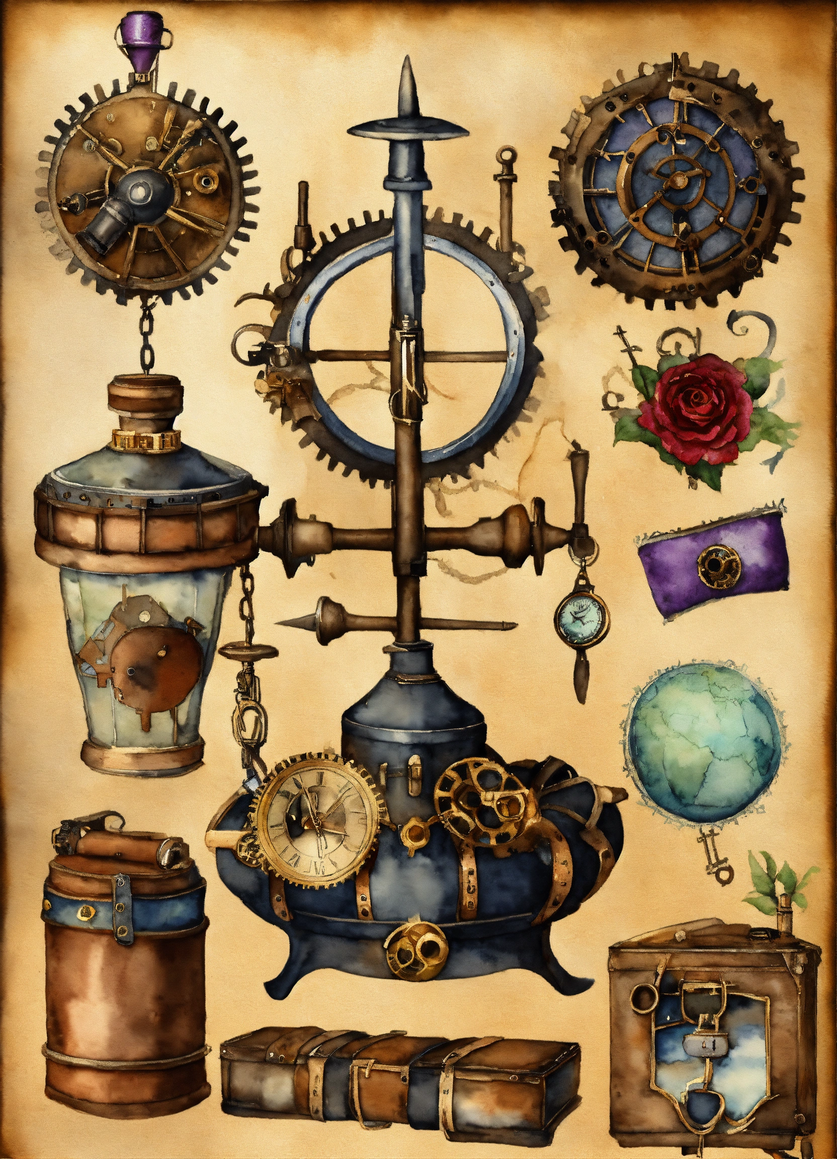 Lexica - Create detailed watercolor illustrations of goth steampunk ...