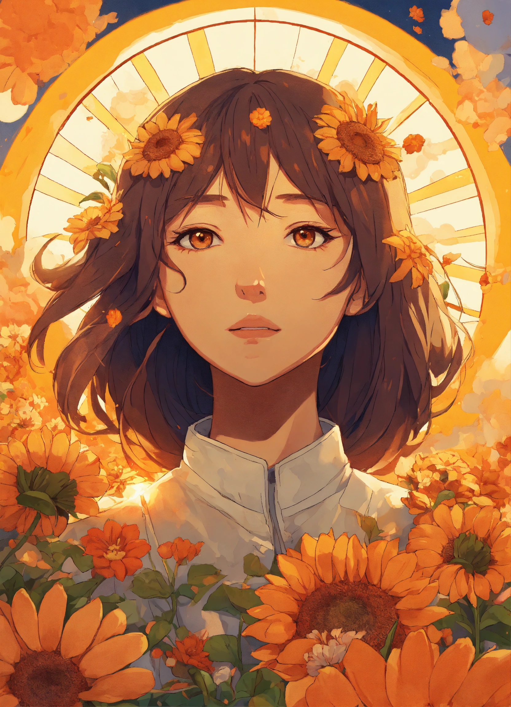 Lexica - A cartoon anime Sun floating with a face concentrating ...