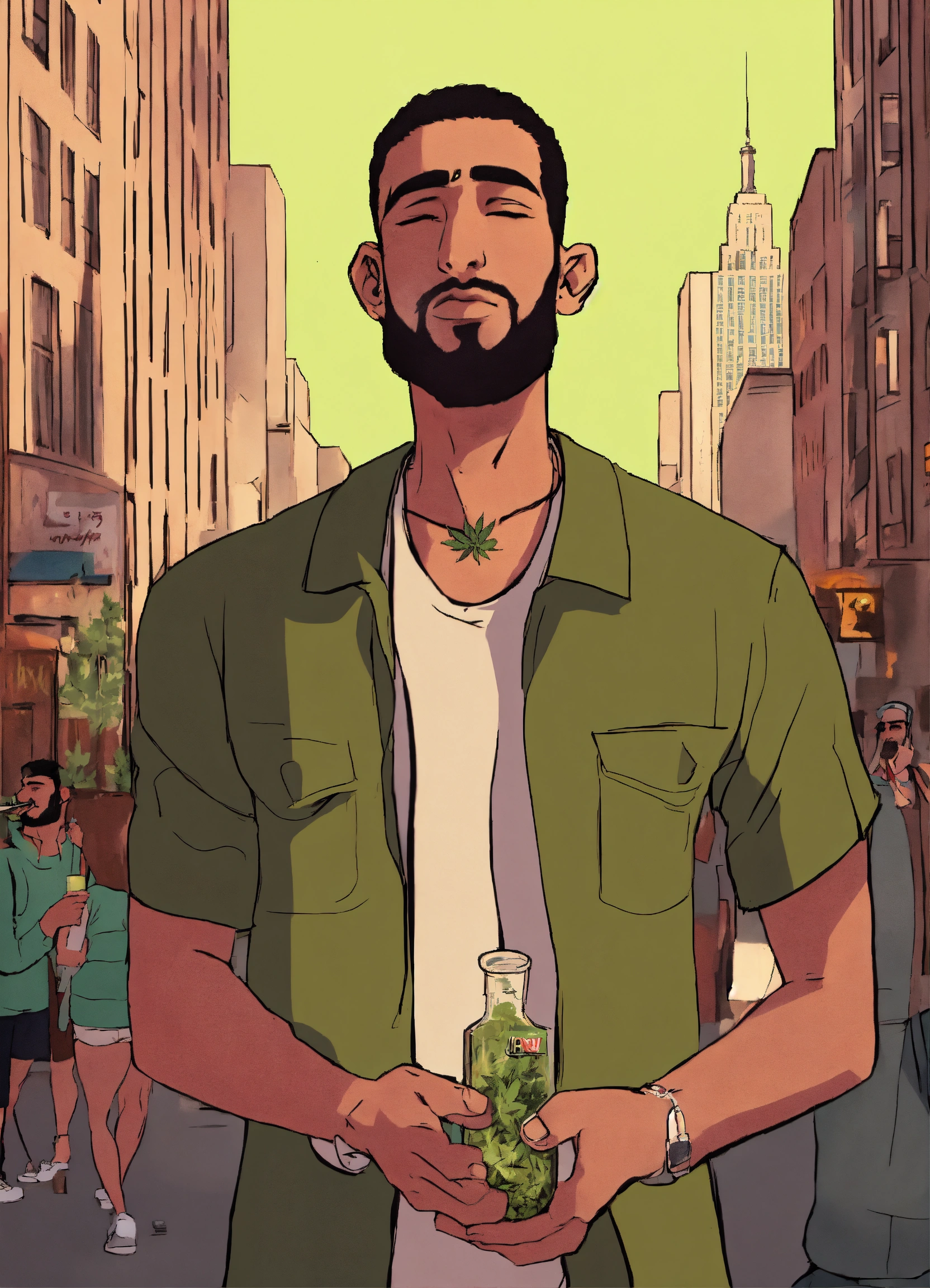 Lexica - Strong arab men smoking weed in new york city animation