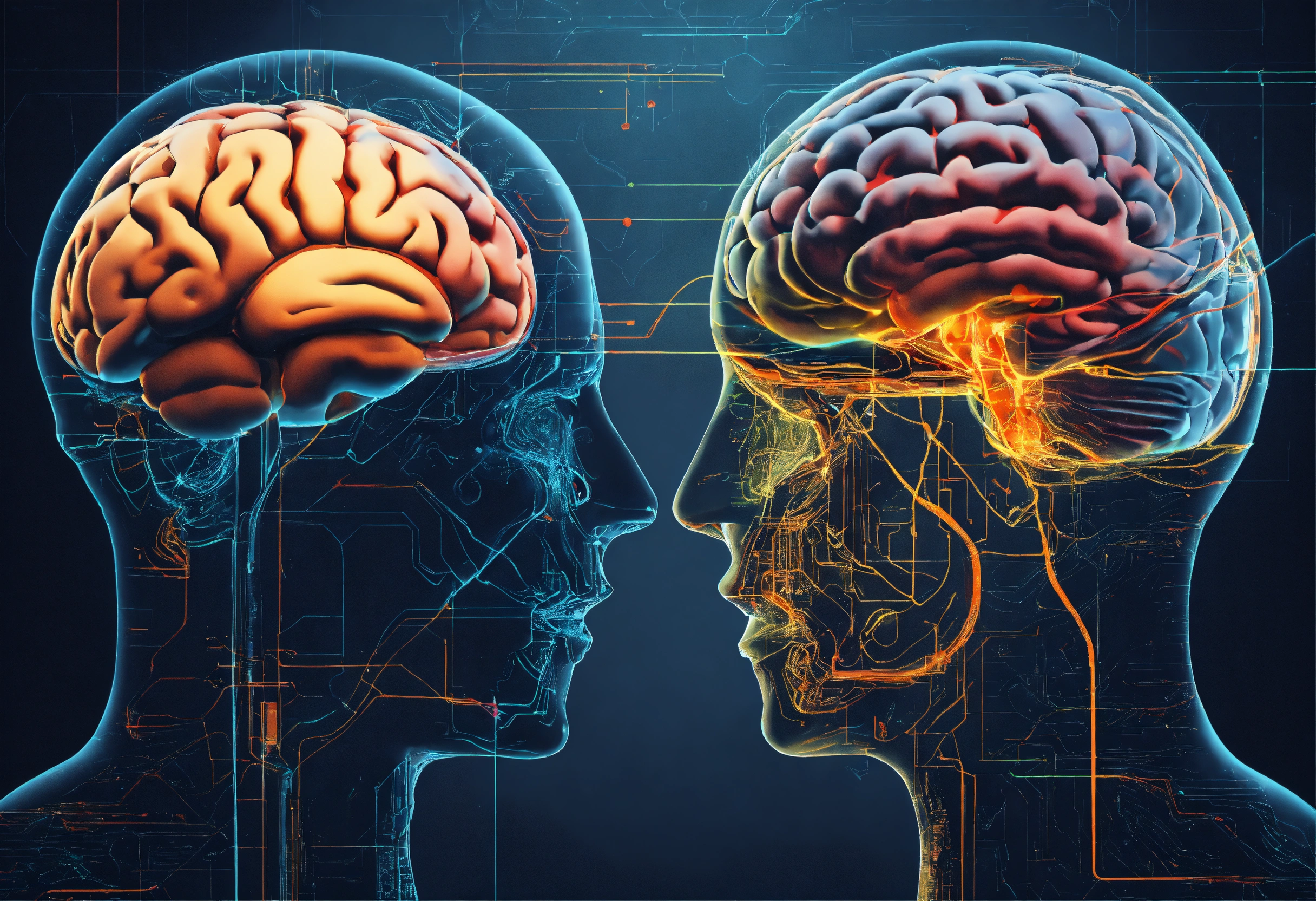 Lexica - 2 brains outline communicating with each other