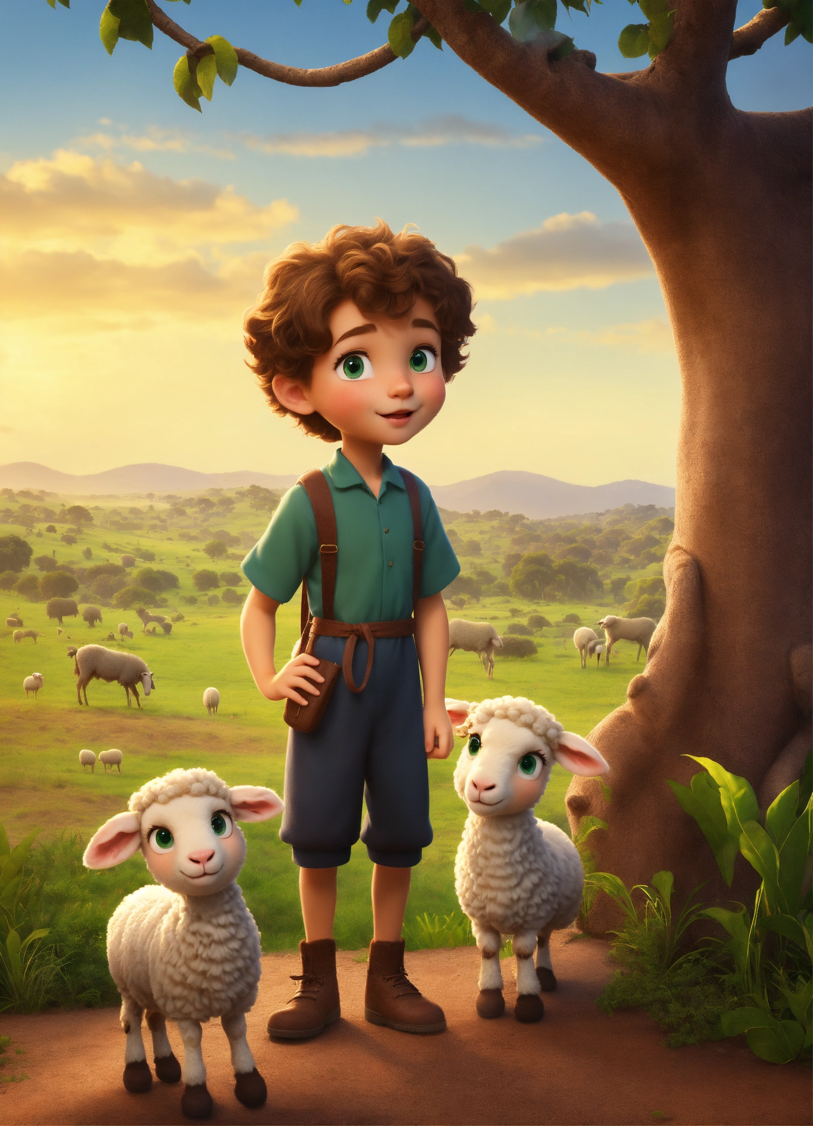 Lexica - Animation Cute boy cartoon, harp Animation , Green eyes, 15 ...