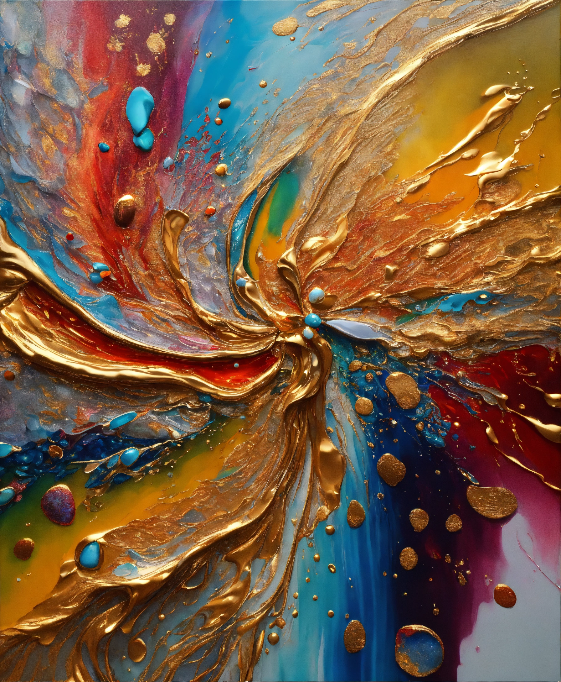 Lexica - Colorful abstract painting oil and water complex complicated ...