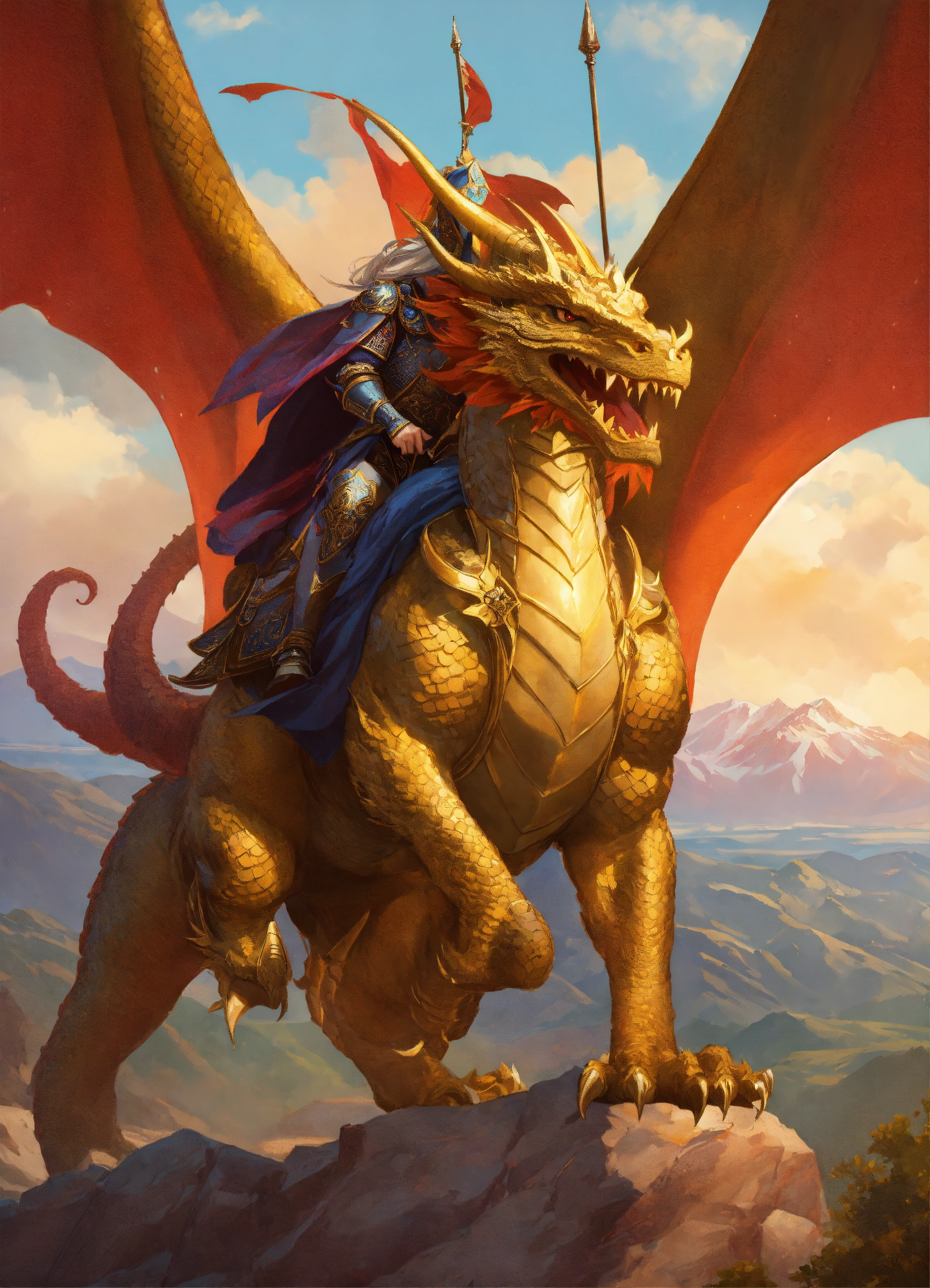 Lexica - A large Turkish Yelbeghen Dragon with a Persian knight riding ...