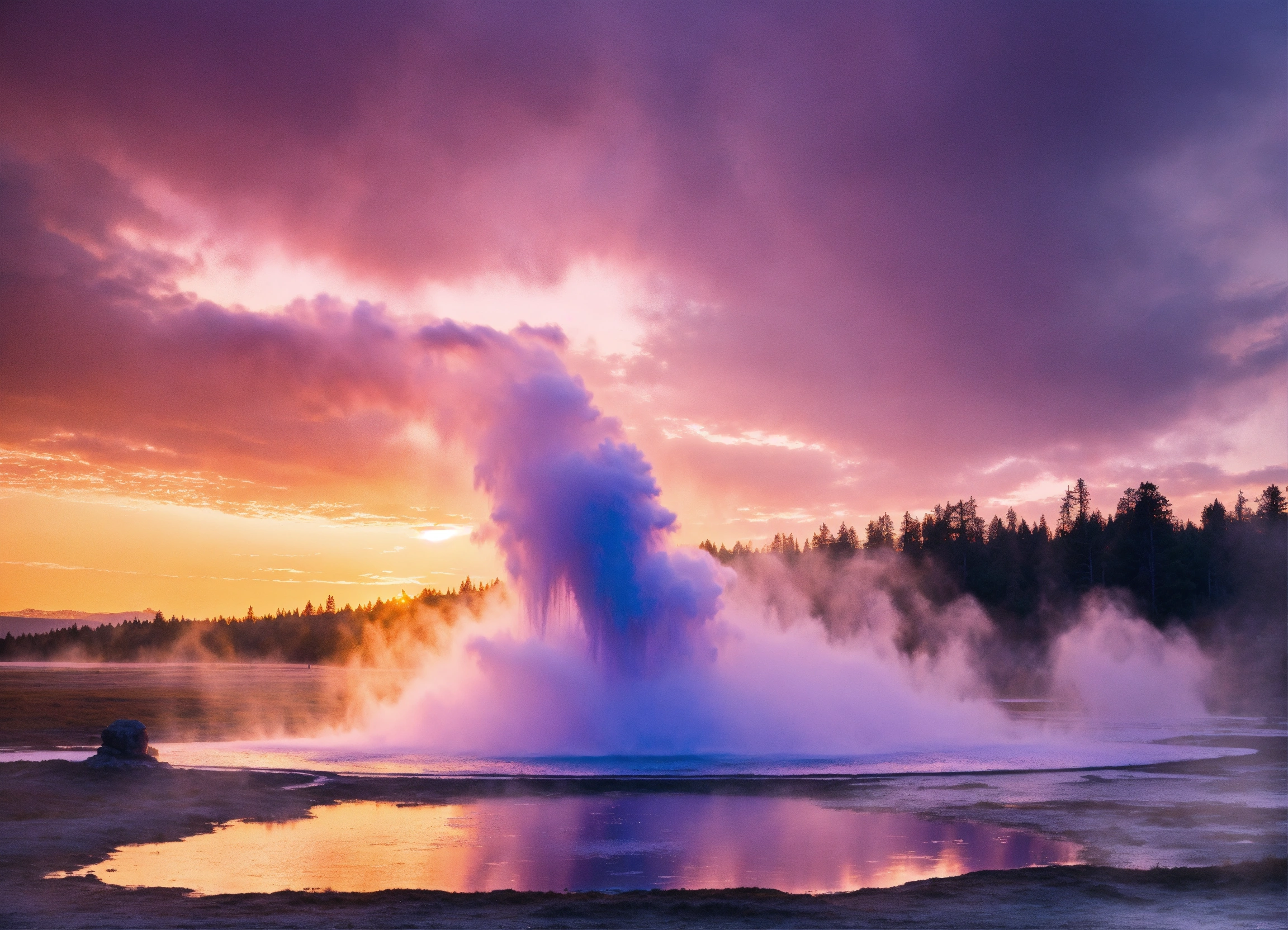 Lexica - Beautiful geyser shooting purple water in the air, hopeful ...