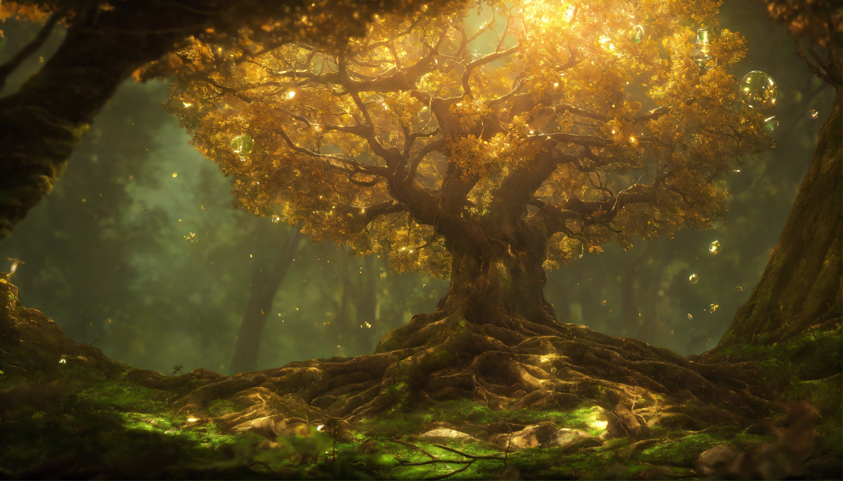 Lexica - Indepth Detailed, minute details, I can see tree roots underneath a glass, dreamlike ...