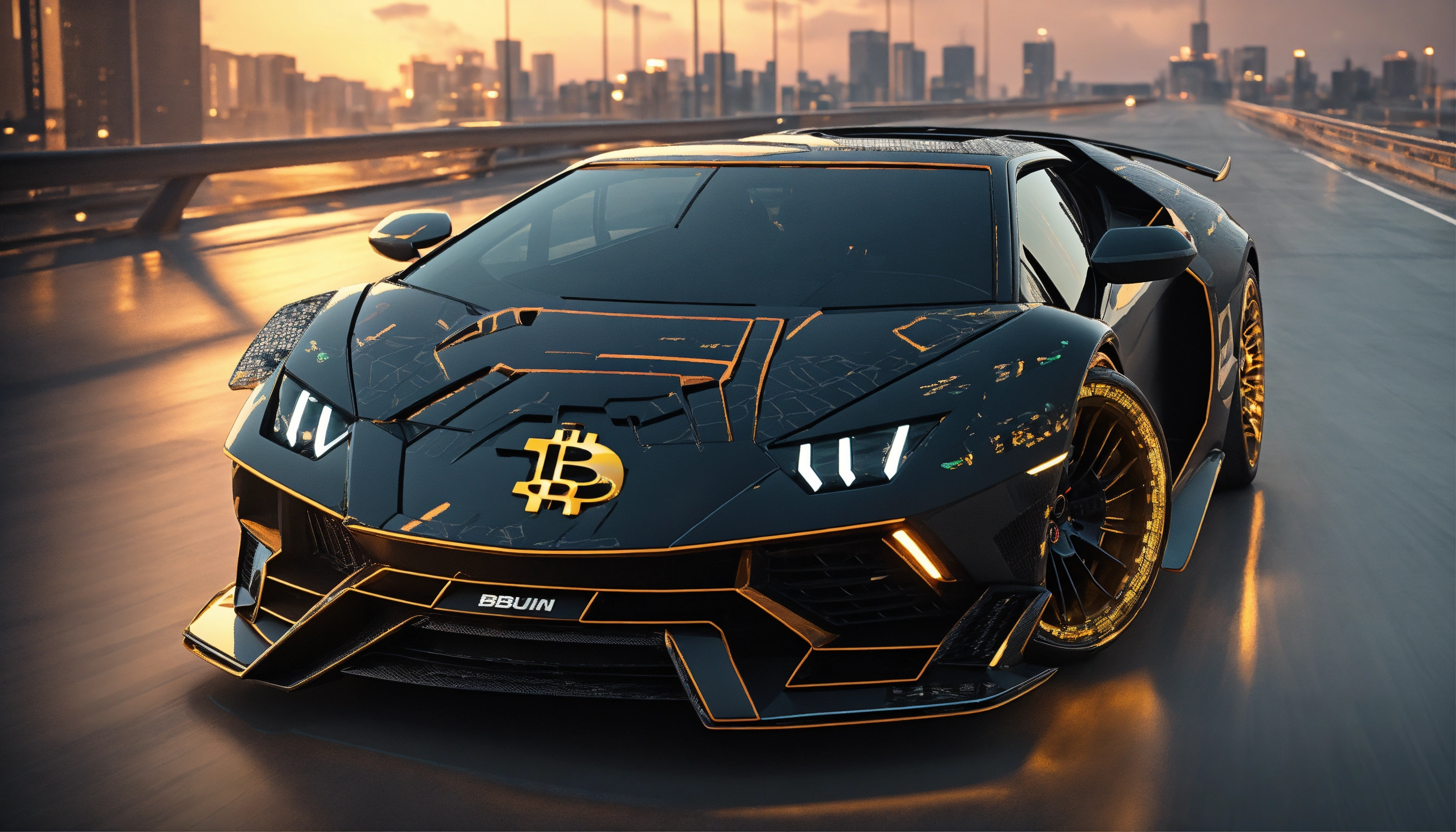 Lexica - A black sports car with bitcoin written on the front ...