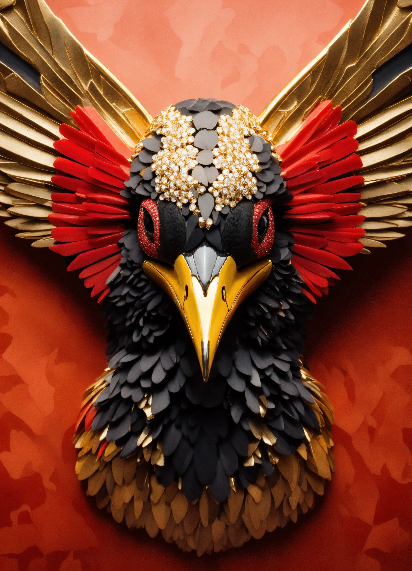 Lexica - Realistic Anthropomorphic Red white and black hummingbird face ...