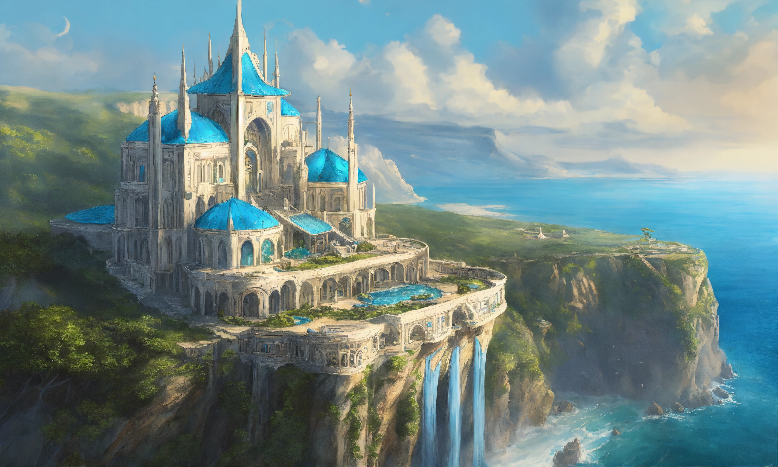 Lexica - Drawing of the full image of an elegant white high elf sci fi ...