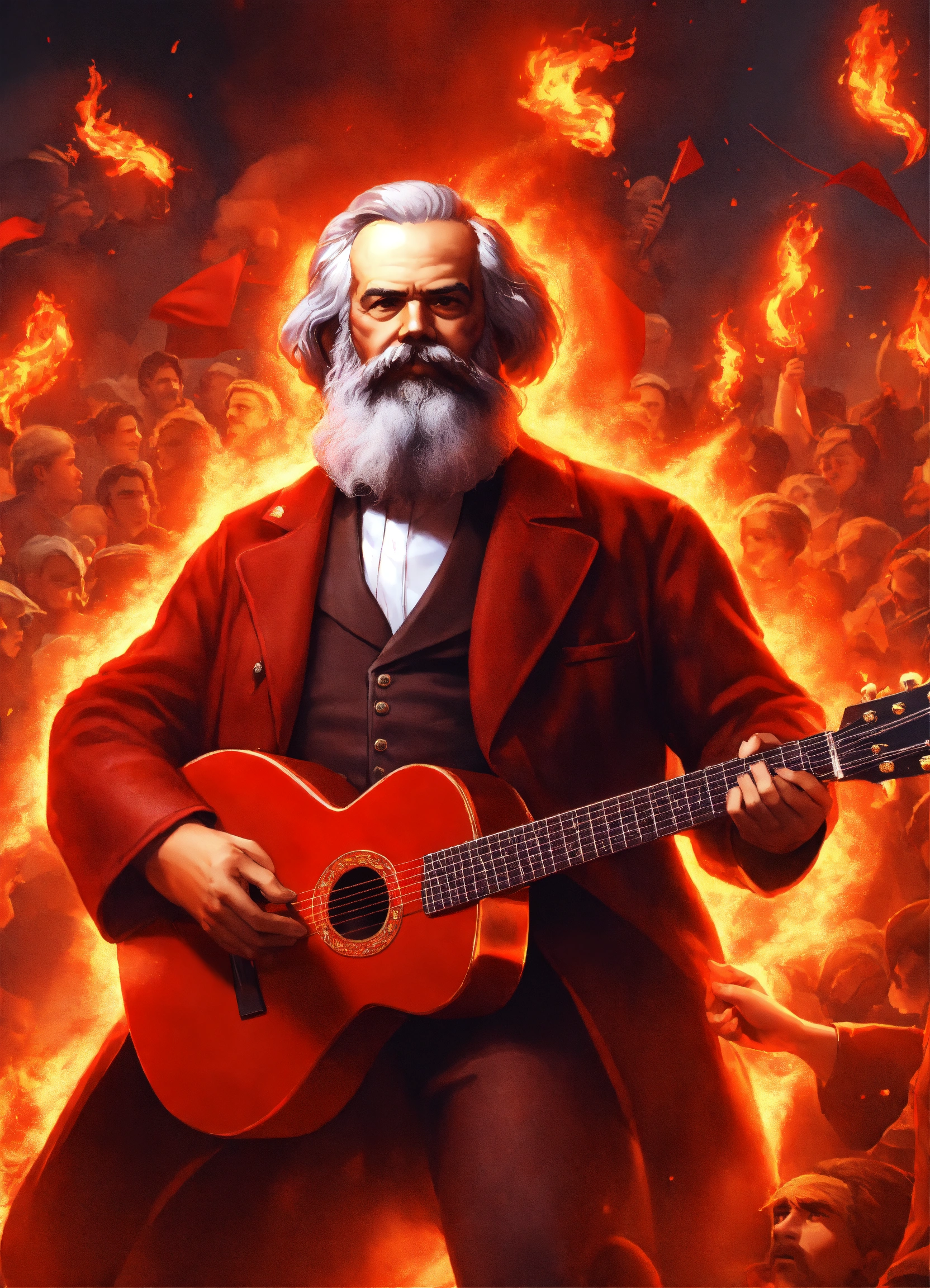 Lexica - Illustration Karl Marx figure, surrounded by a fervent crowd ...