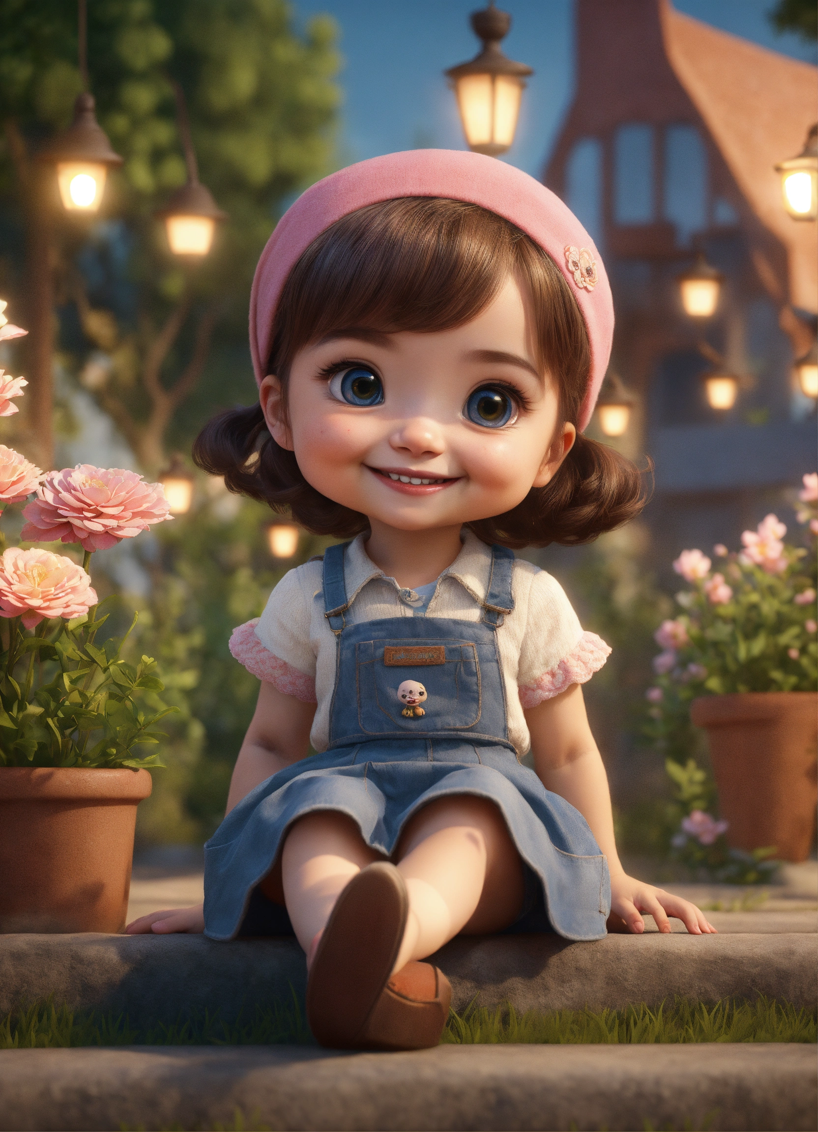 Lexica - Cute adorable tiny girl smiling greeting me, unreal engine, she is seated, outdoor ...